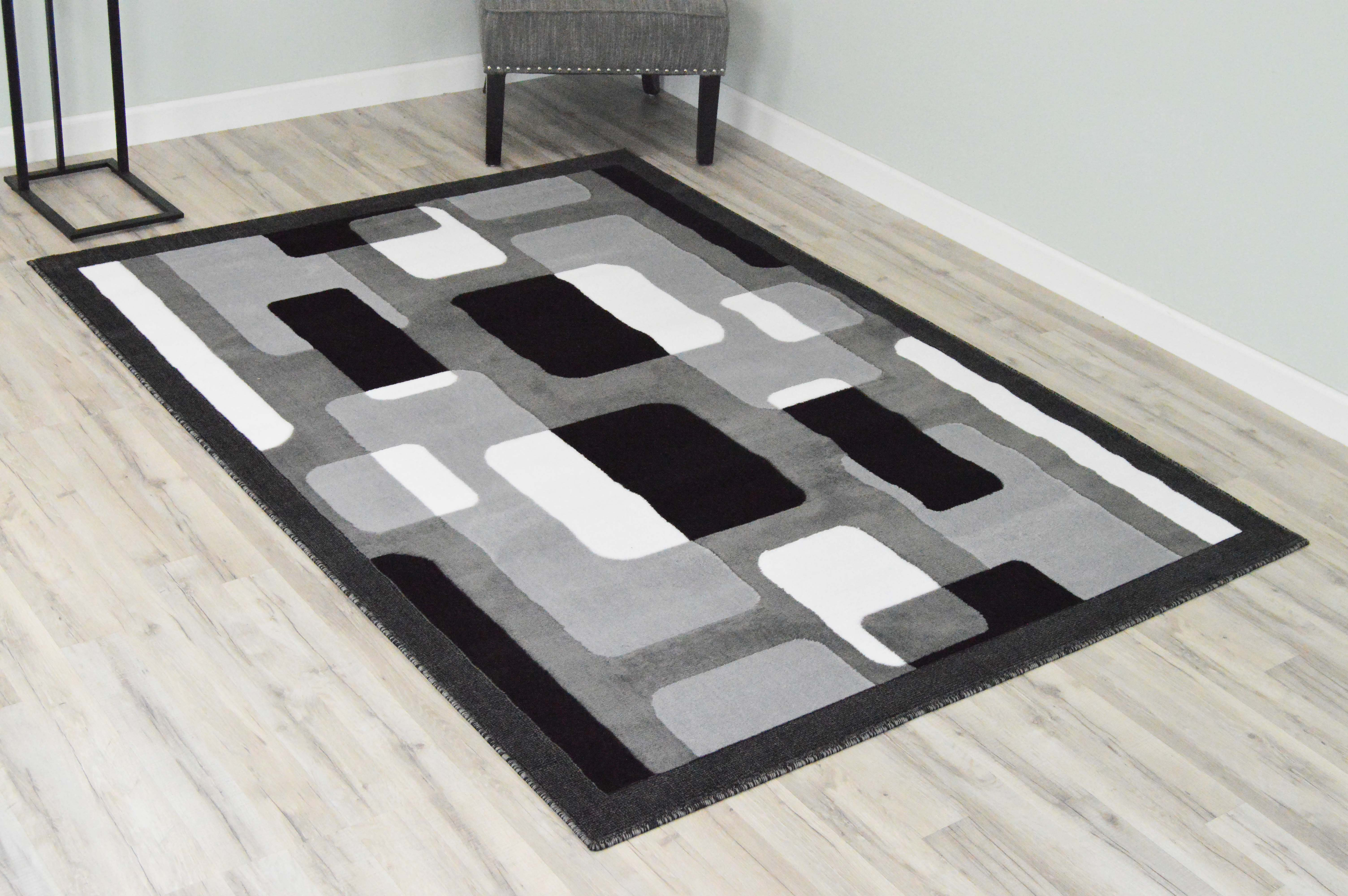 Latitude Run® Ador Power Loom Gray/Black Rug & Reviews | Wayfair