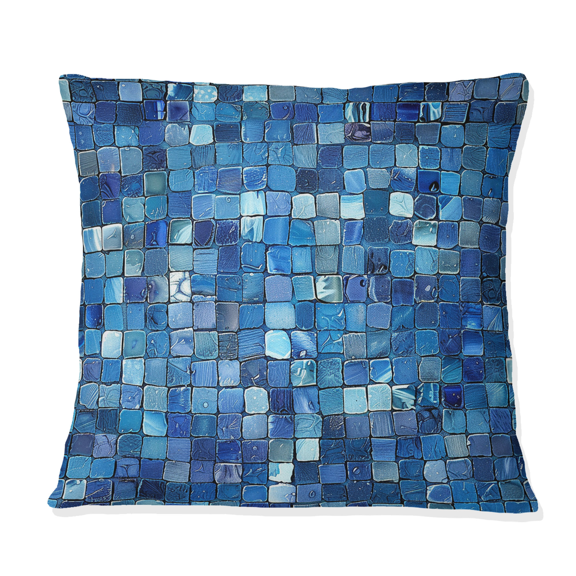 Design Art Blue Midcentury Mosaic Tiles X - Midcentury Throw Pillow ...
