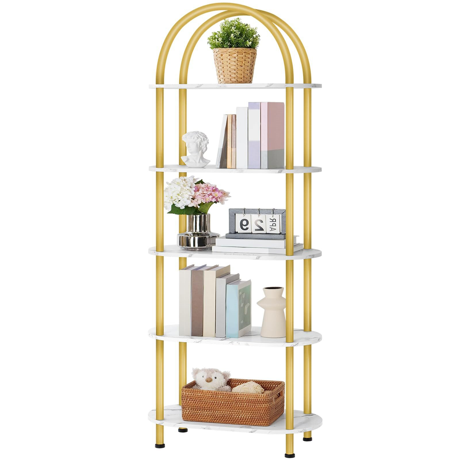 Mercer41 5 Tier Industrial Arched Bookcase Display Shelf Racks | Wayfair