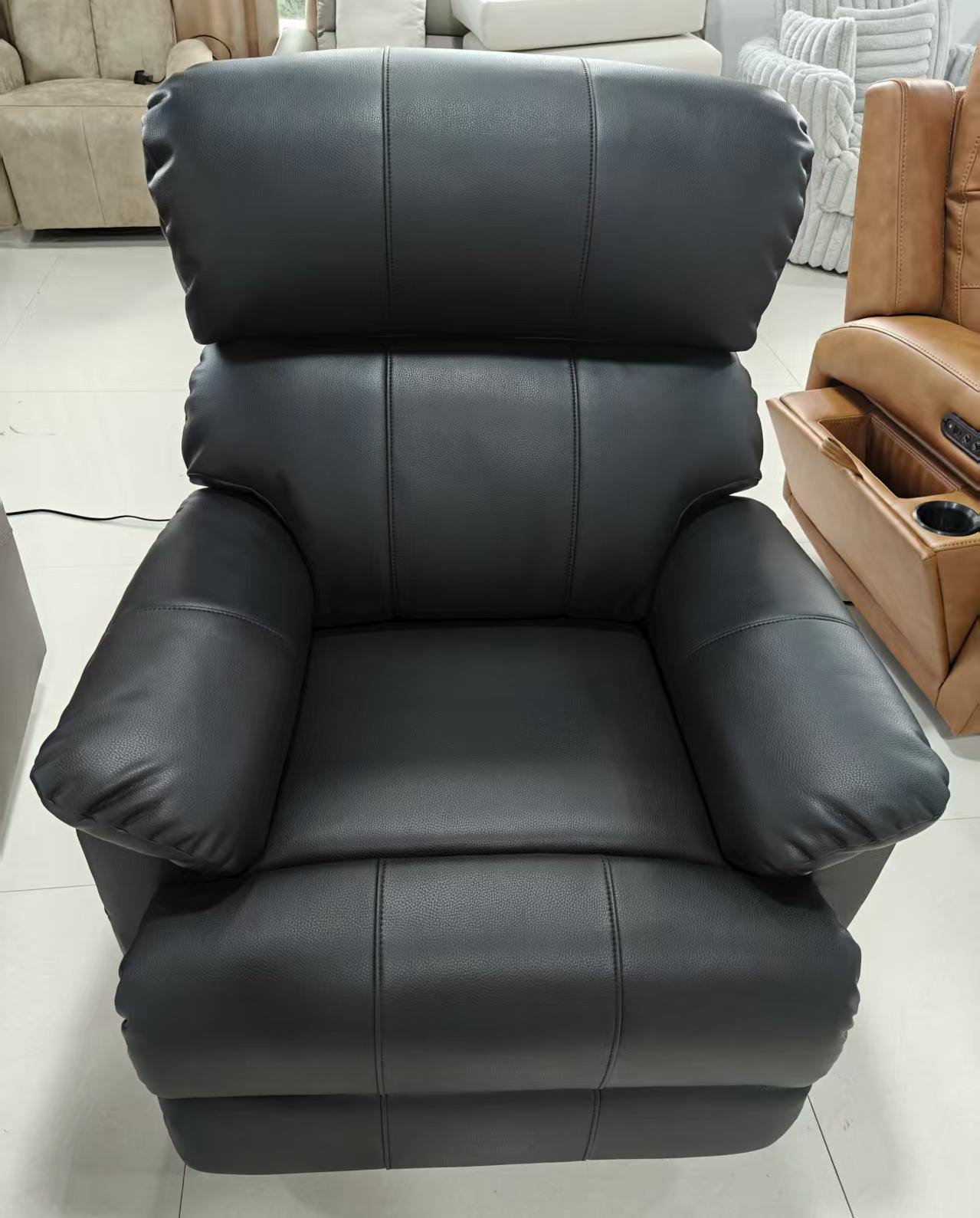 COLAMY 39.4" Wide Modern Leather Power Recliner with Adjustable ...