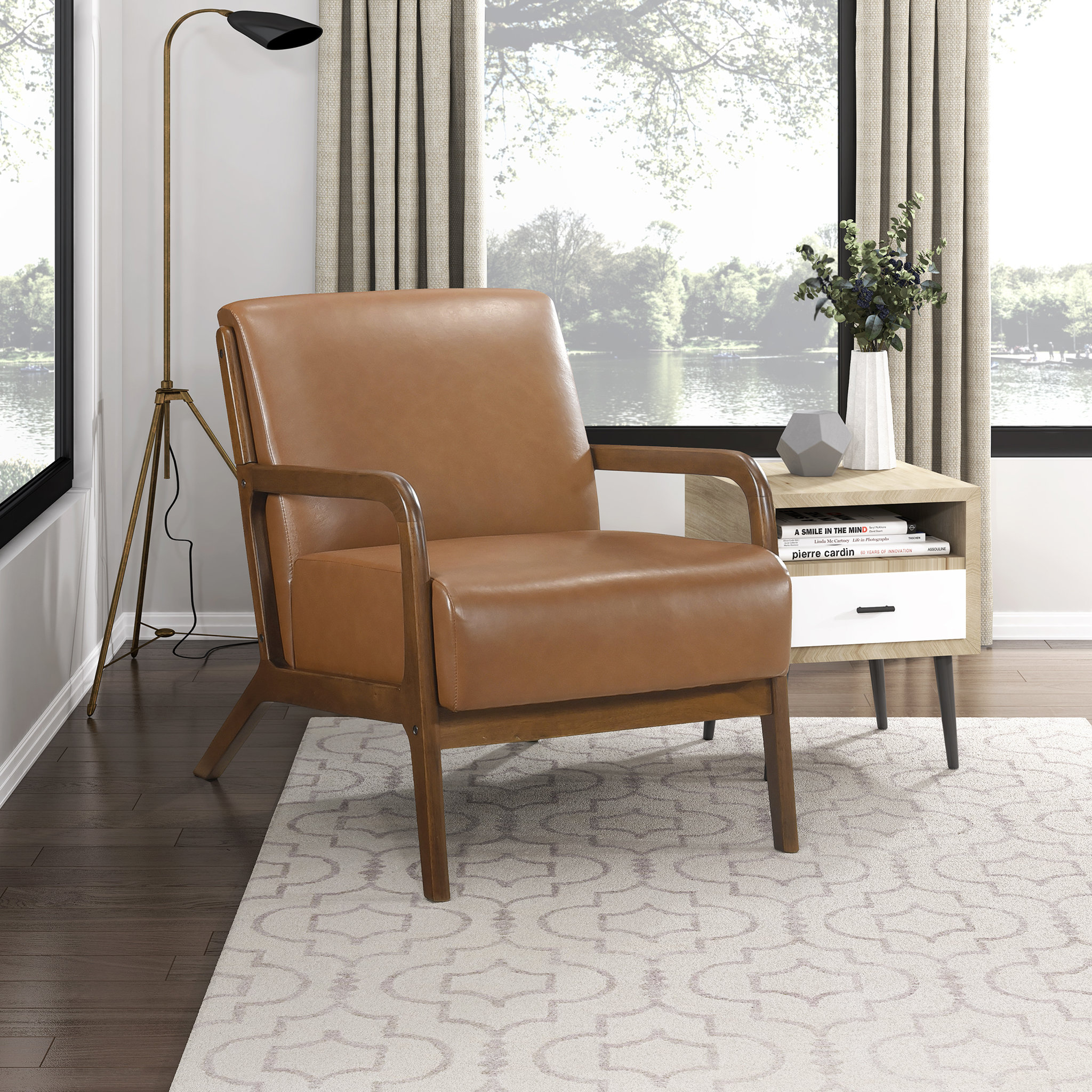 George Oliver Leard 24.5"W Faux Leather Accent Chair - Wayfair Canada