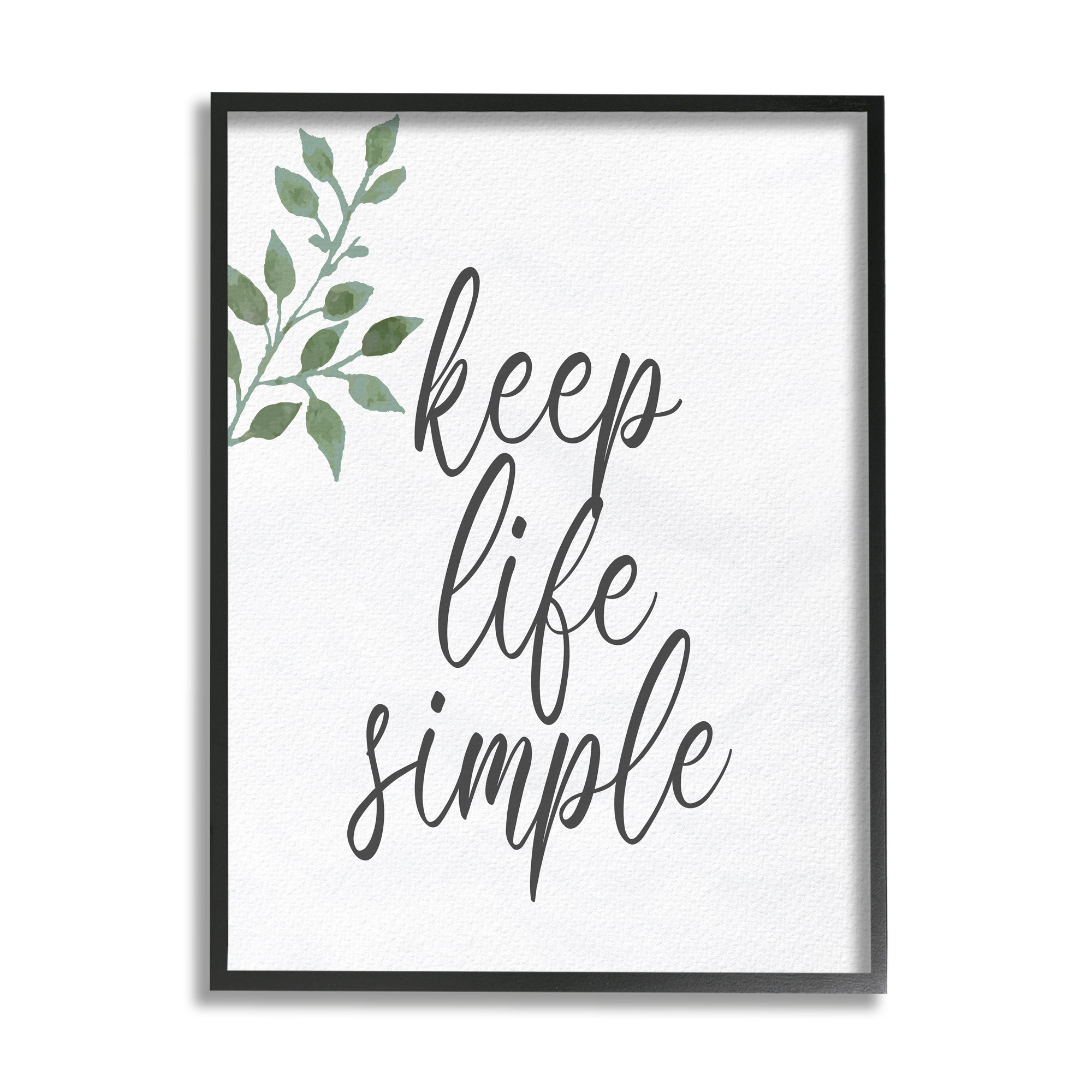 Stupell Industries Keep Life Simple Botanical Sprig Script Calligraphy ...