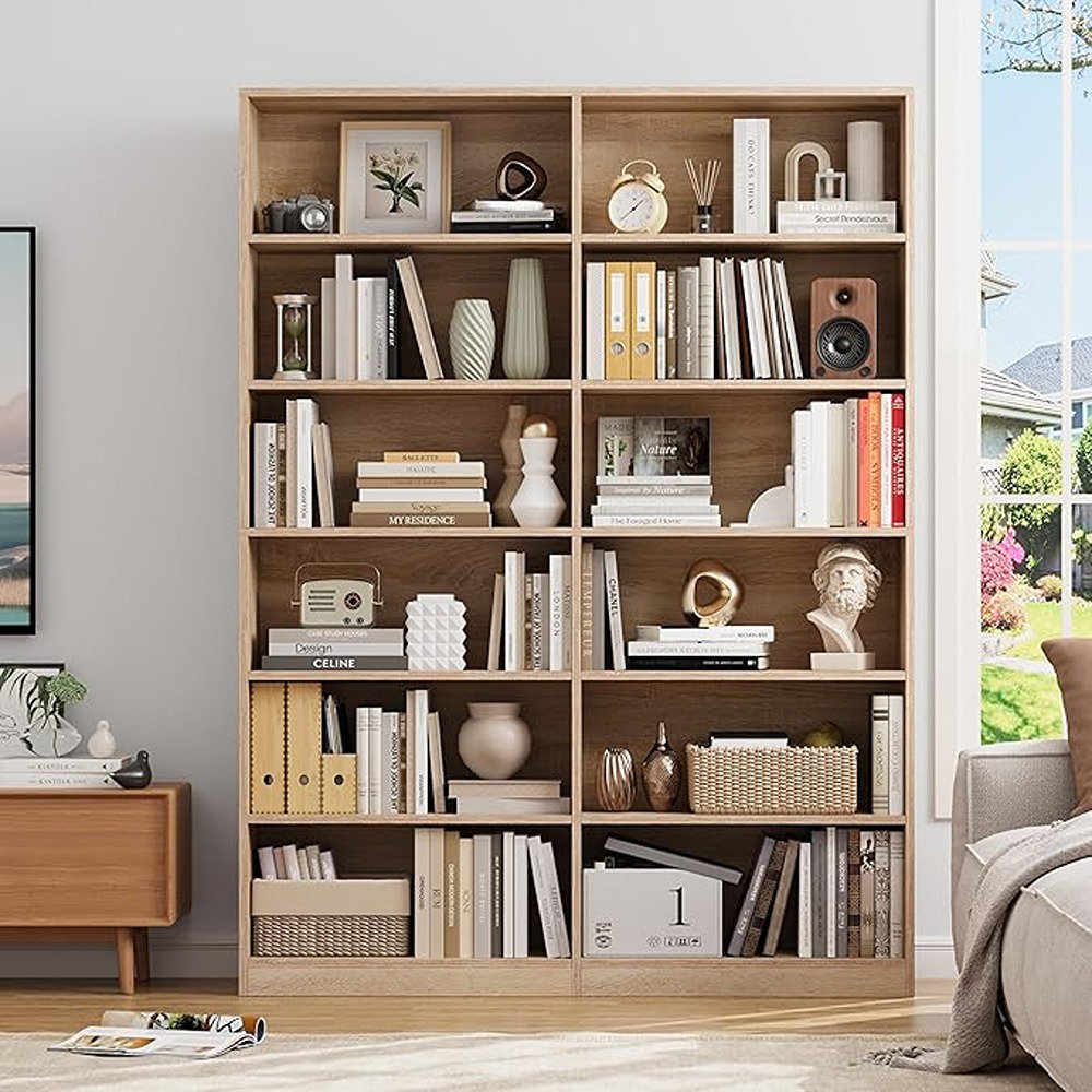 Latitude Run® Bookshelf And Bookcase, 6-tier Double Wide Bookshelves ...