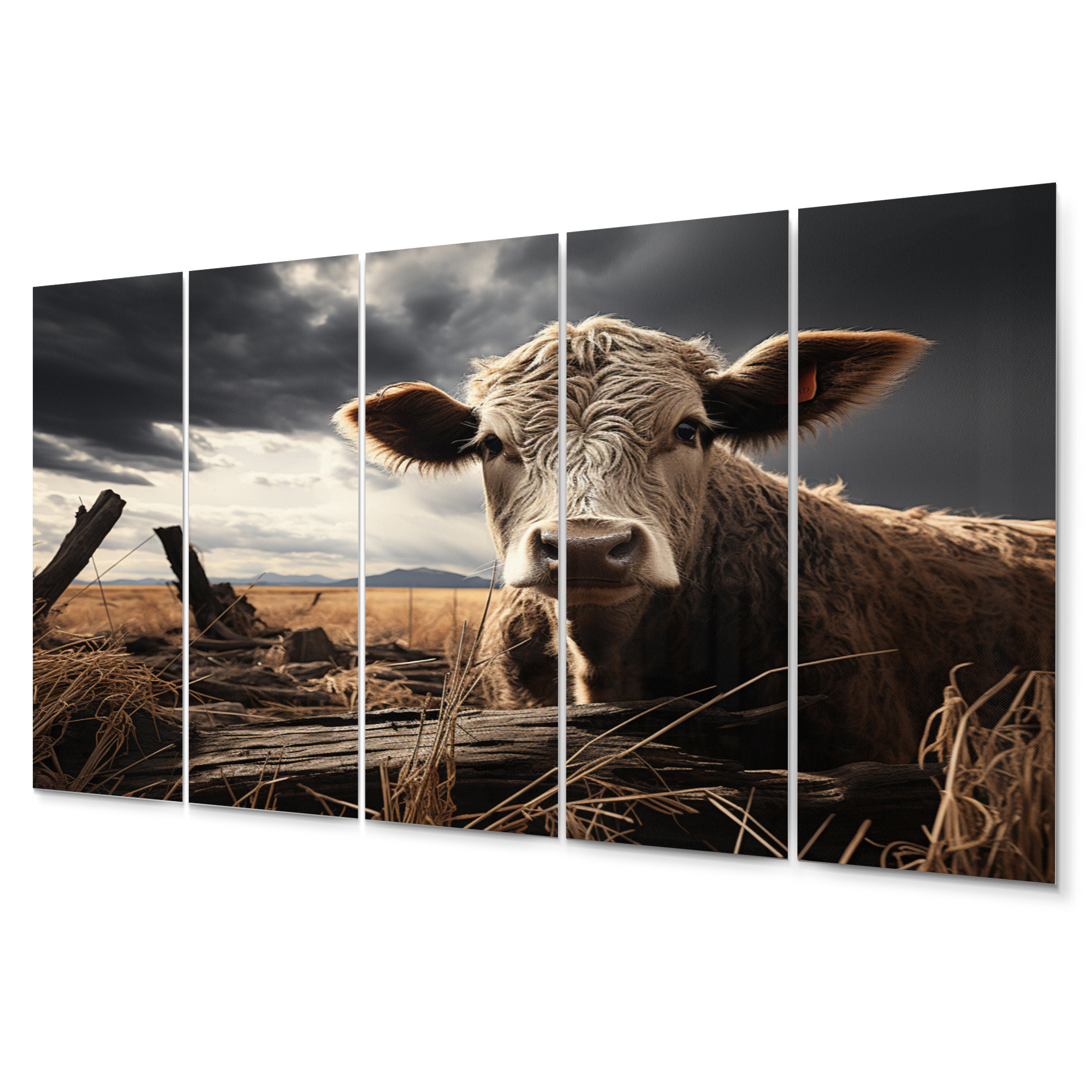 Design Art Cattle Silent Watch II - Animals Metal Wall Art Living Room ...