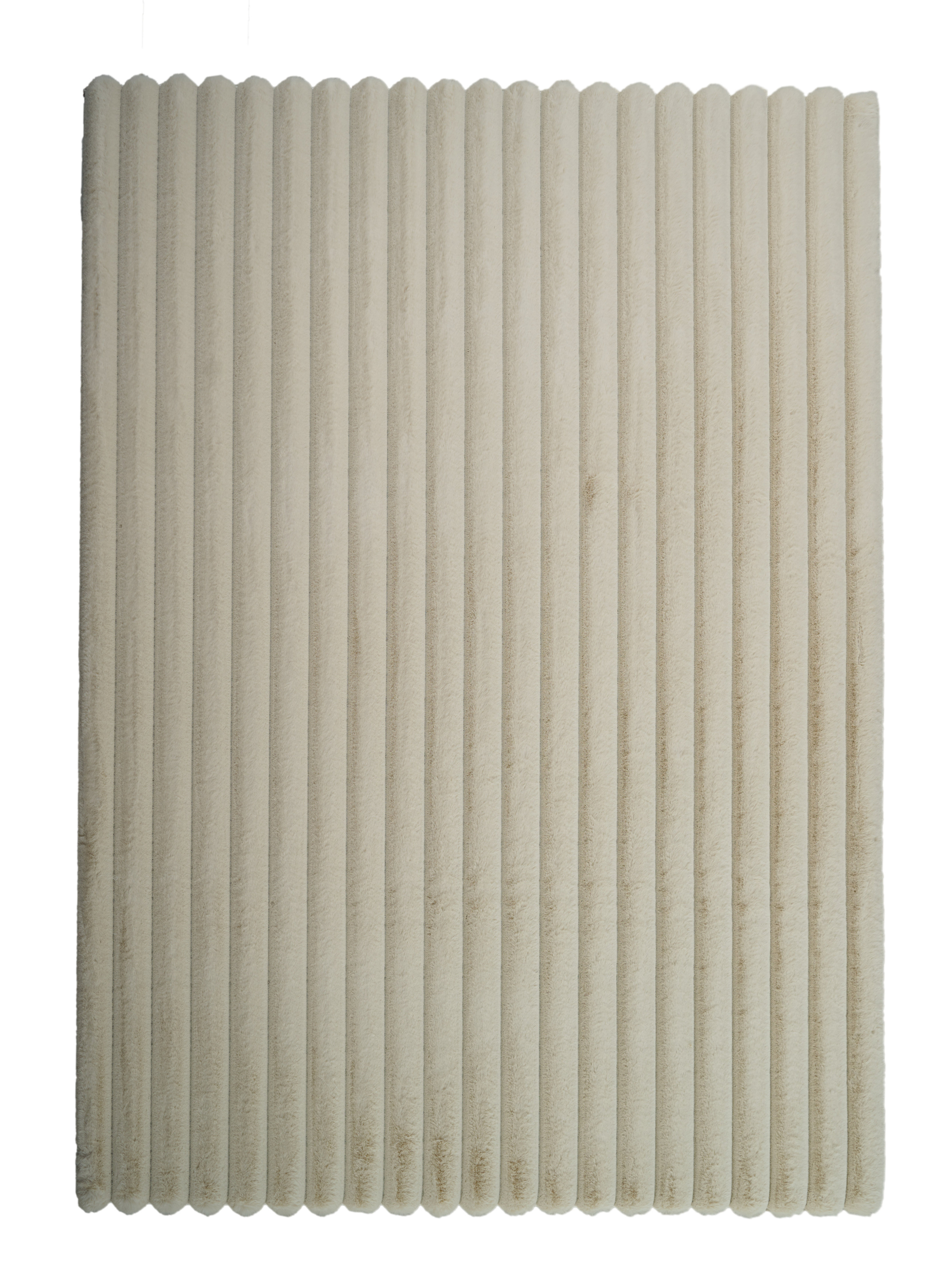 Mercer41 Nickole Collection Beige Ultra Soft Ribbed Faux Fur Area Rug ...
