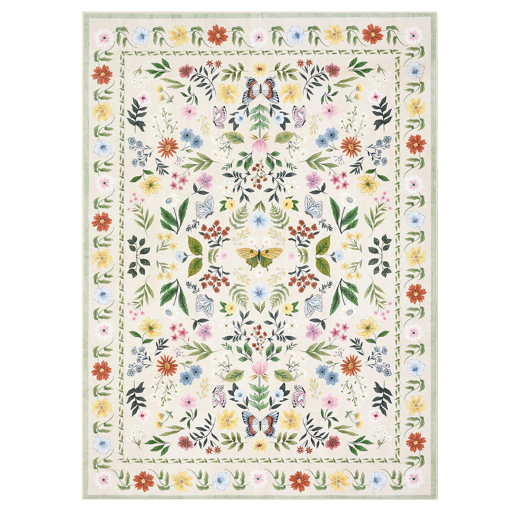 Ophelia & Co. Washable Rugs for Living Room, Floral Animal Print Area ...