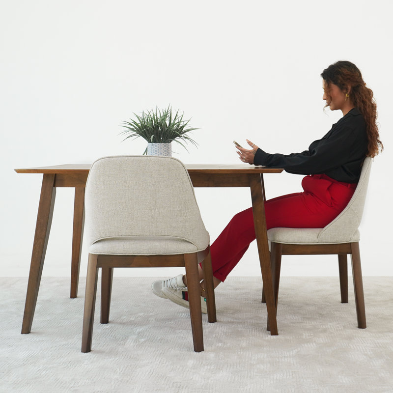 Red Barrel Studio® Neidl Modern Comfy Solid Wood Linen Fabric Dining ...