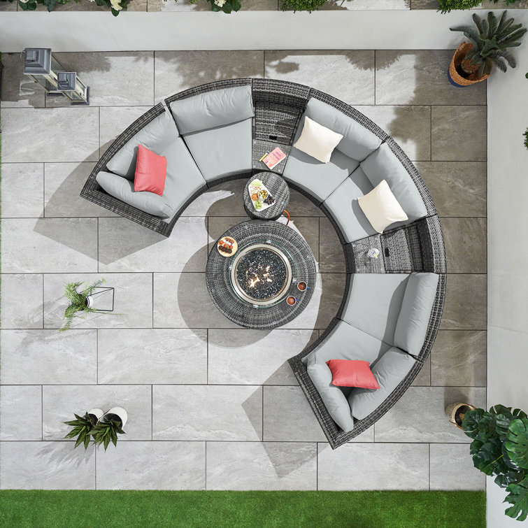 Ebern Designs Larralde Curved Corner Sofa Set - 1C - Grey | Wayfair.co.uk