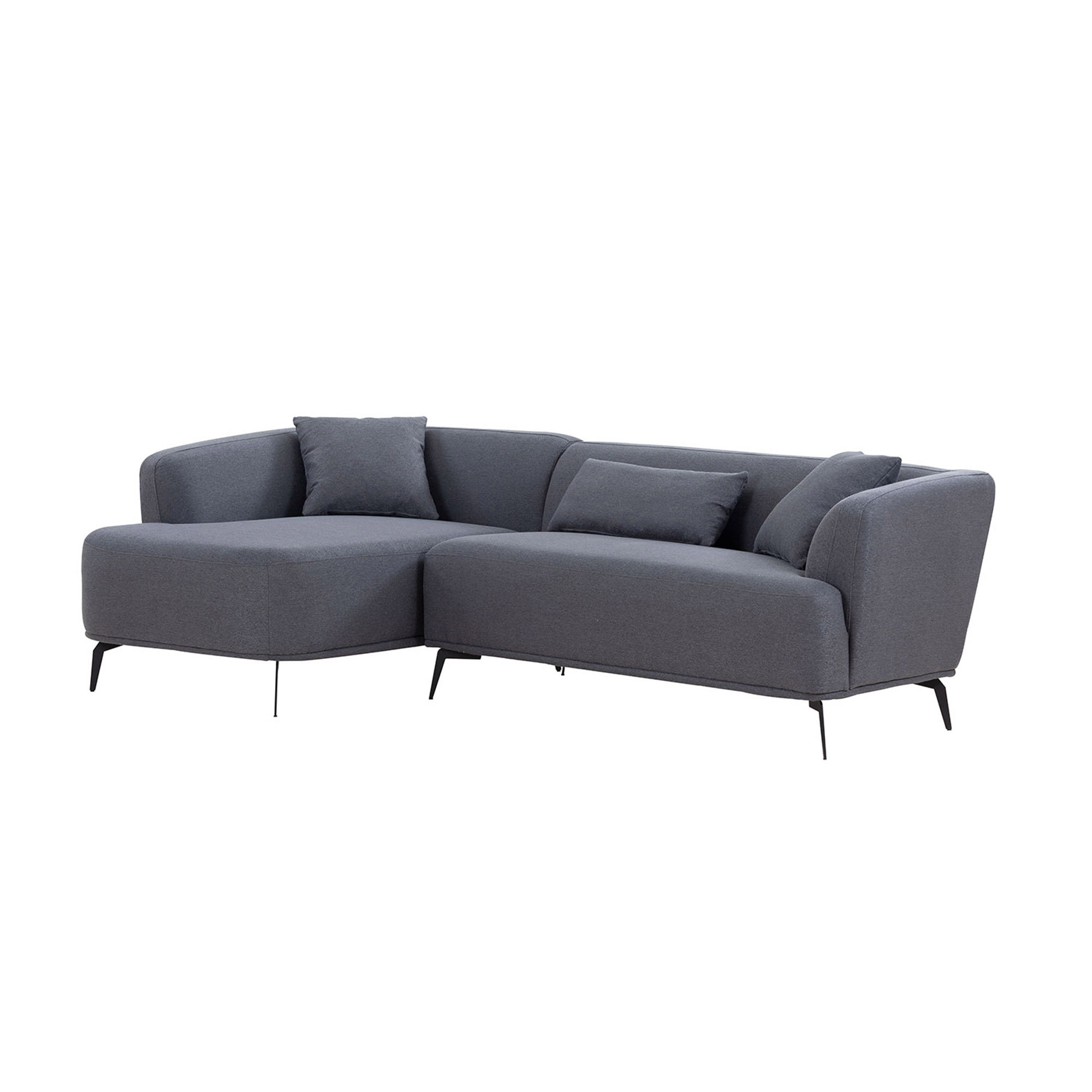 Corrigan Studio® 102" L Shape Sofa With Chaise Lounge and Metal Legs ...