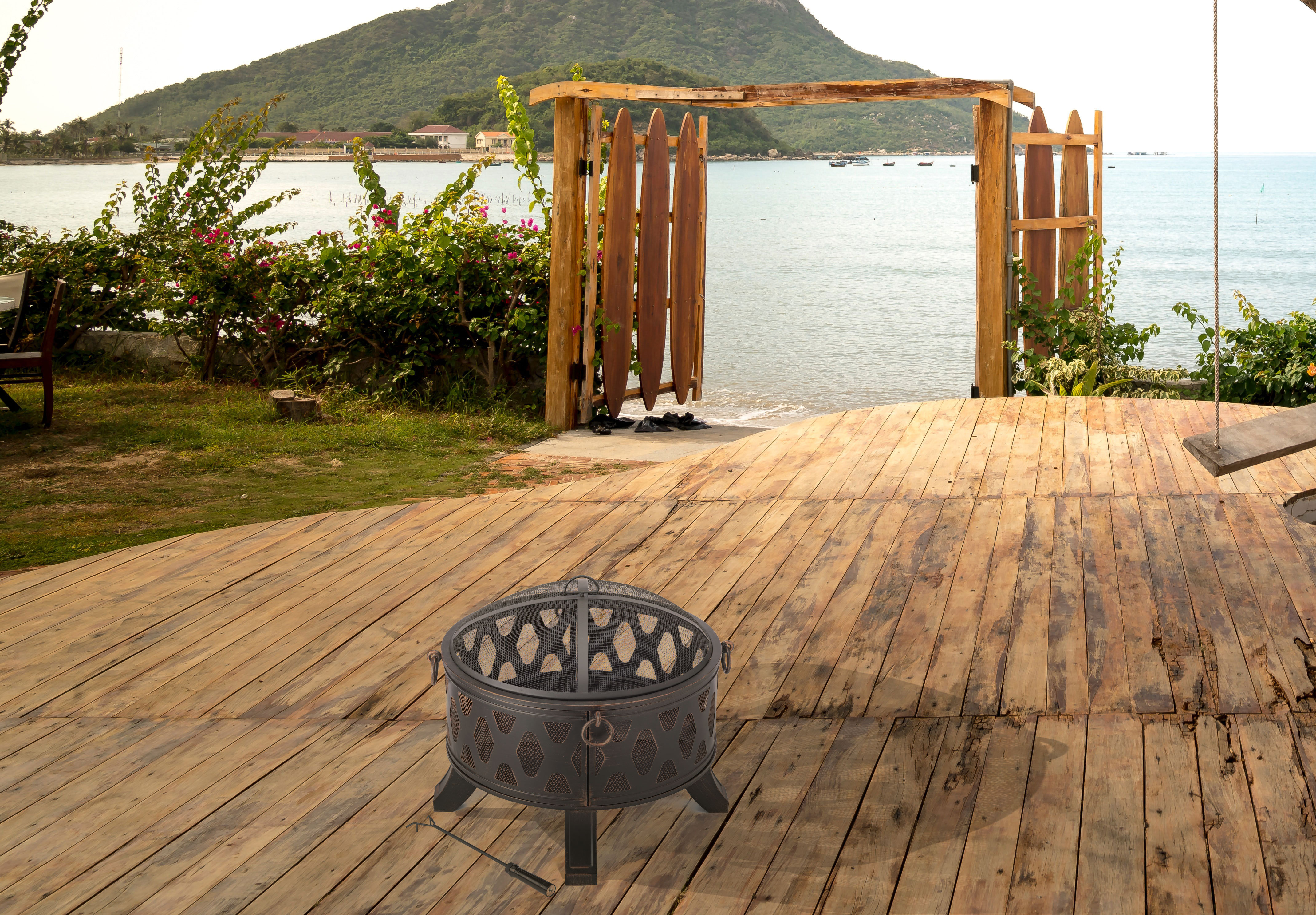 Canora Grey 26" Outdoor Fire Pit & Outdoor Fireplaces, Portable Fire ...