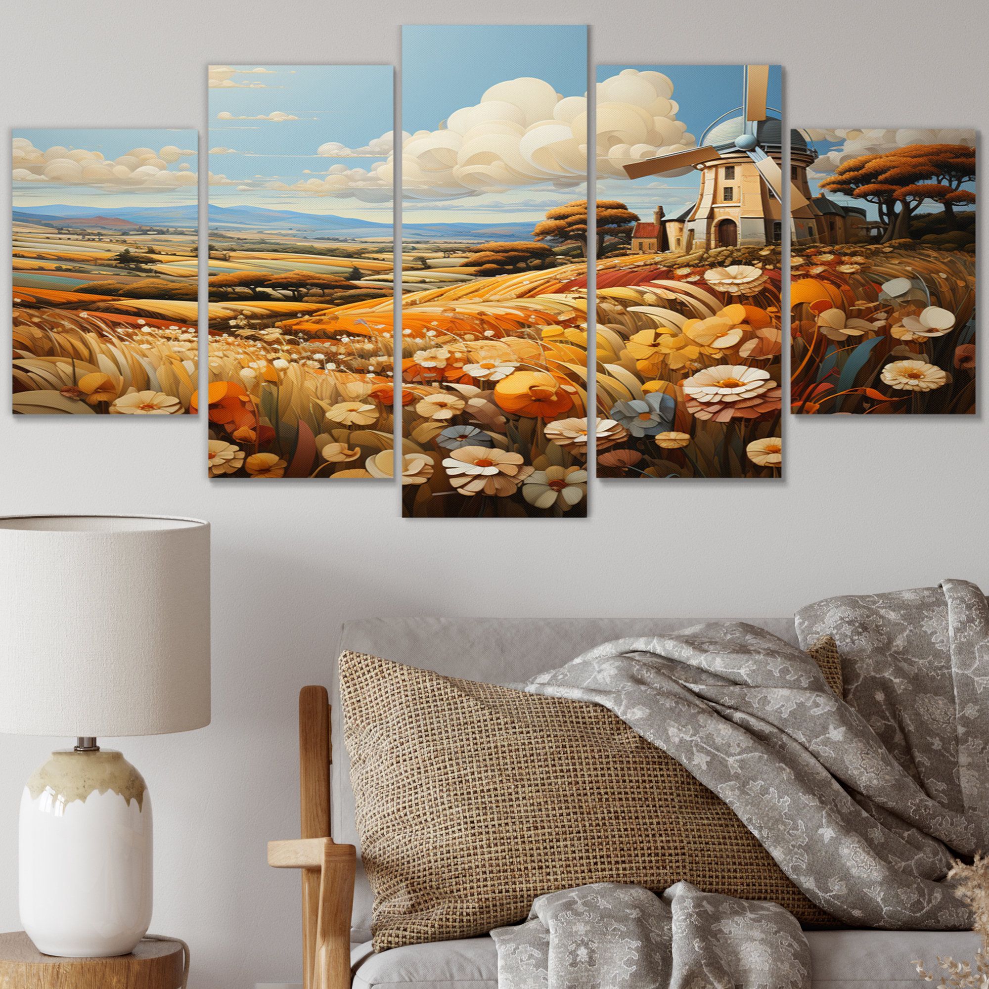August Grove® Orange Blue Mills In Holland Harvest I - Mills Wall Art ...
