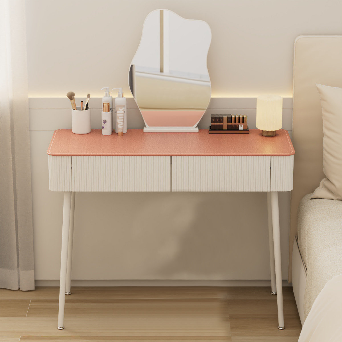 Corrigan Studio® 1pc, Simple Leather Dressing Table, Light Luxury ...