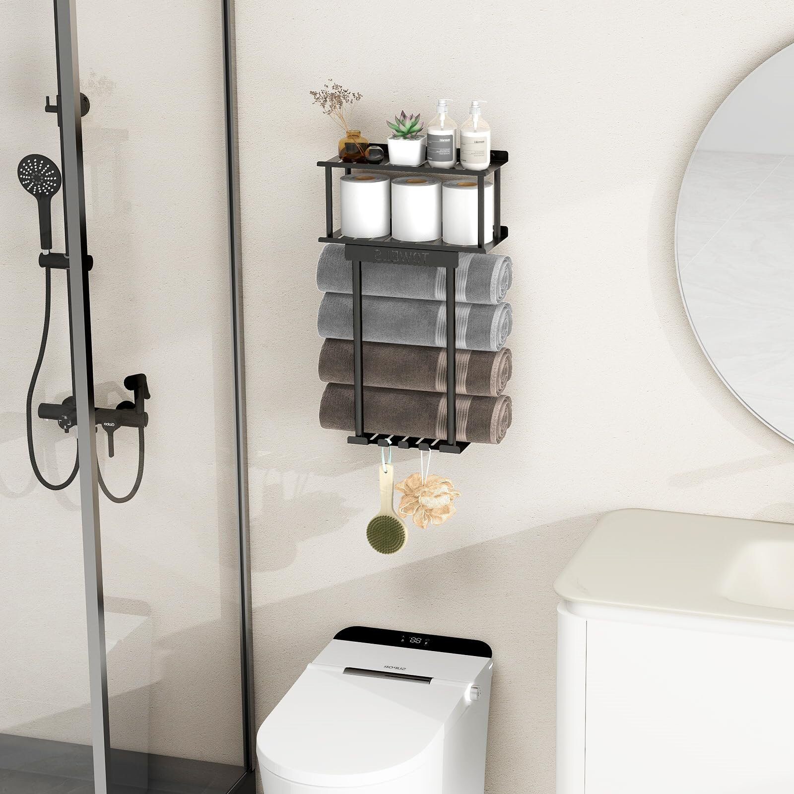OLHAV Towel Racks for Bathroom Wall Mounted, Metal Bath Towel Rack ...