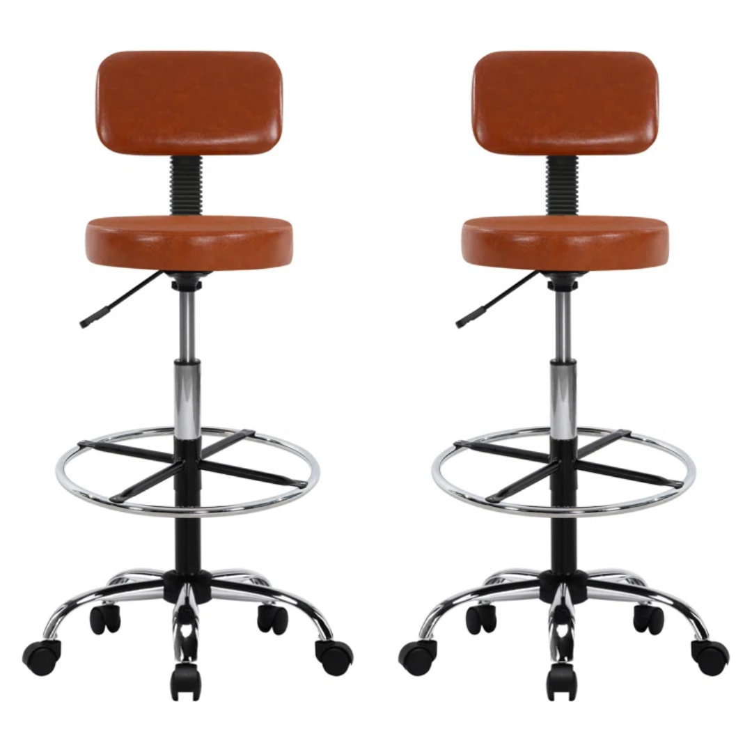 Inbox Zero Lamprini Backed Adjustable Height desk Stool with Footring ...