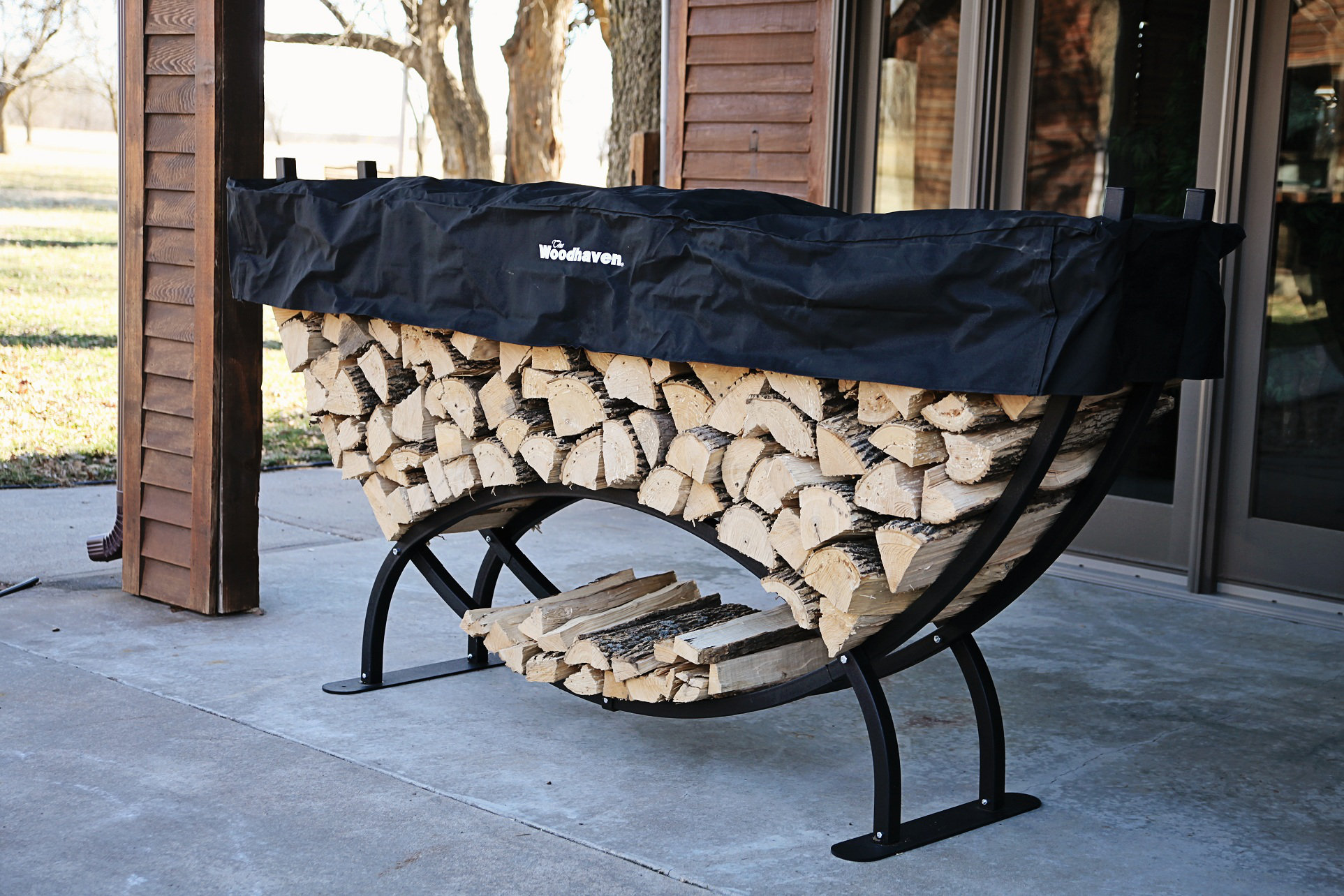 Woodhaven 96'' W Metal Log Rack | Wayfair
