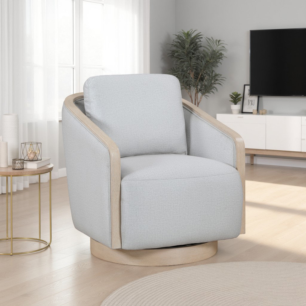Latitude Run® Gaillou 29" Modern Swivel Chair - Textured Fabric Accent ...