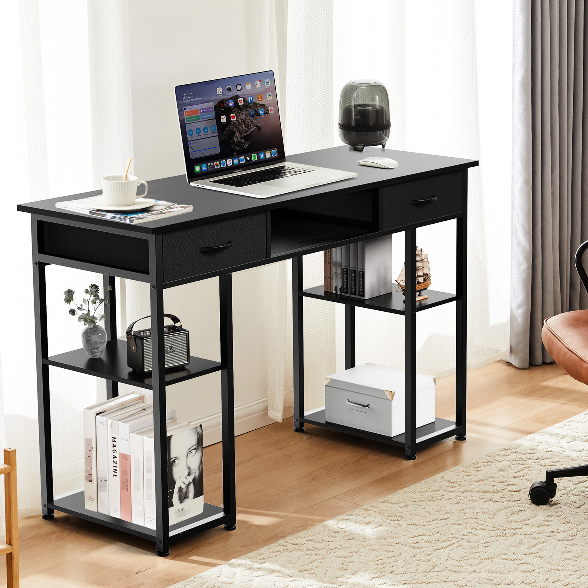 Inbox Zero 48" Computer Desk For Home Workspace. Multifunctional ...