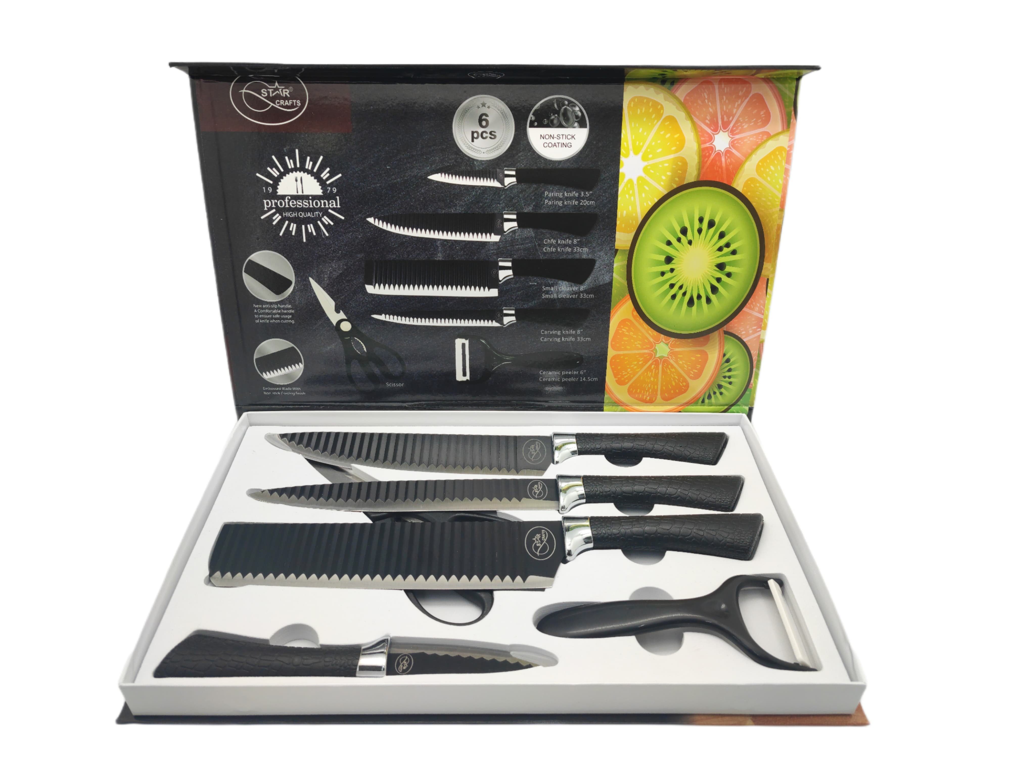 Universal Housewares Starcraft 6 Piece Non Stick Assorted Knife Set ...