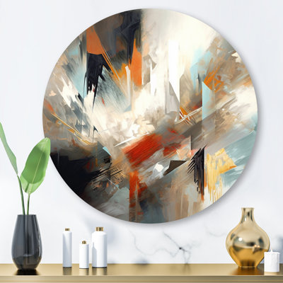 Design Art Blue and white Paint Eruption V - Blue round metal Wall ...