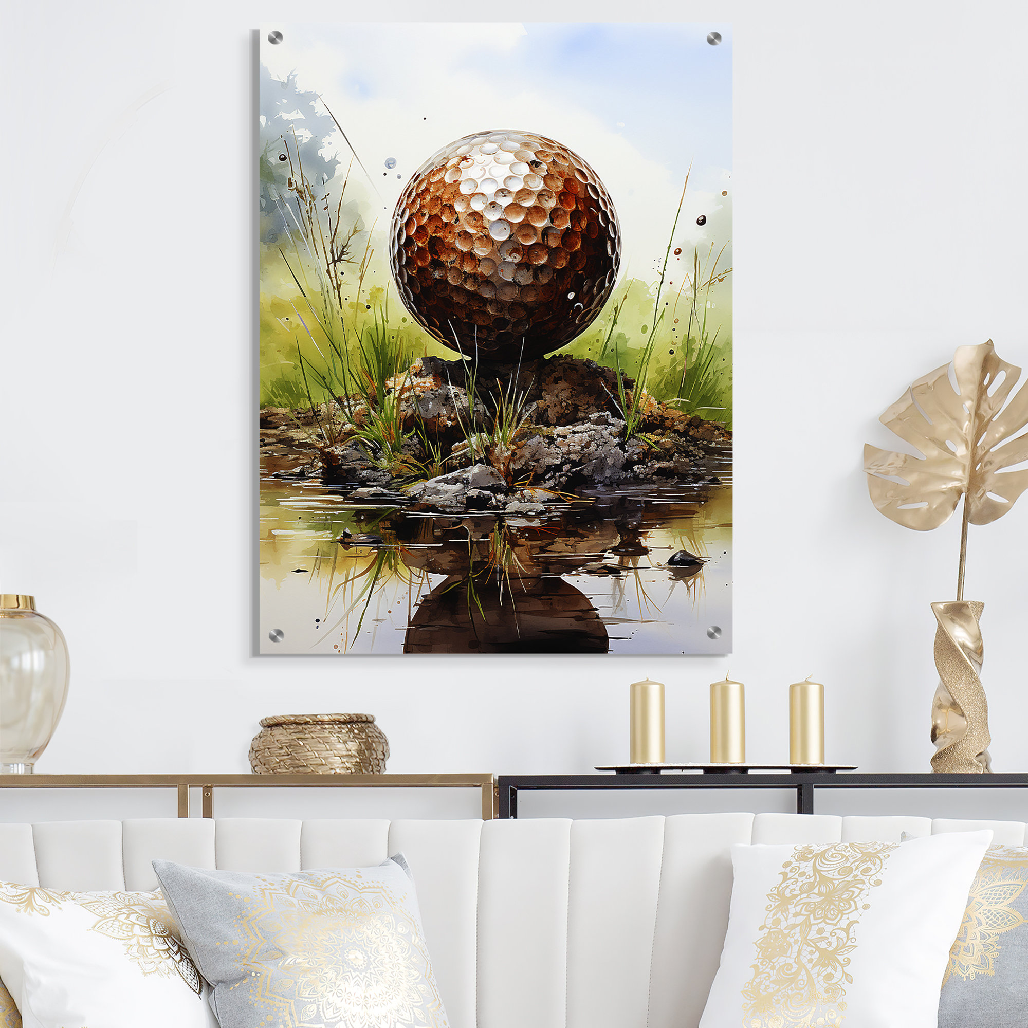 Ebern Designs Minimalism Golf Ball II - Golf Acrylic Wall Art Decor ...