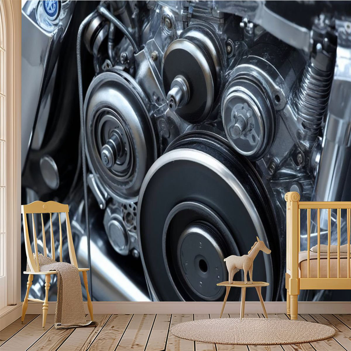 17 Stories Peel and Stick Wallpaper Wall Mural Car Engine Modern ...