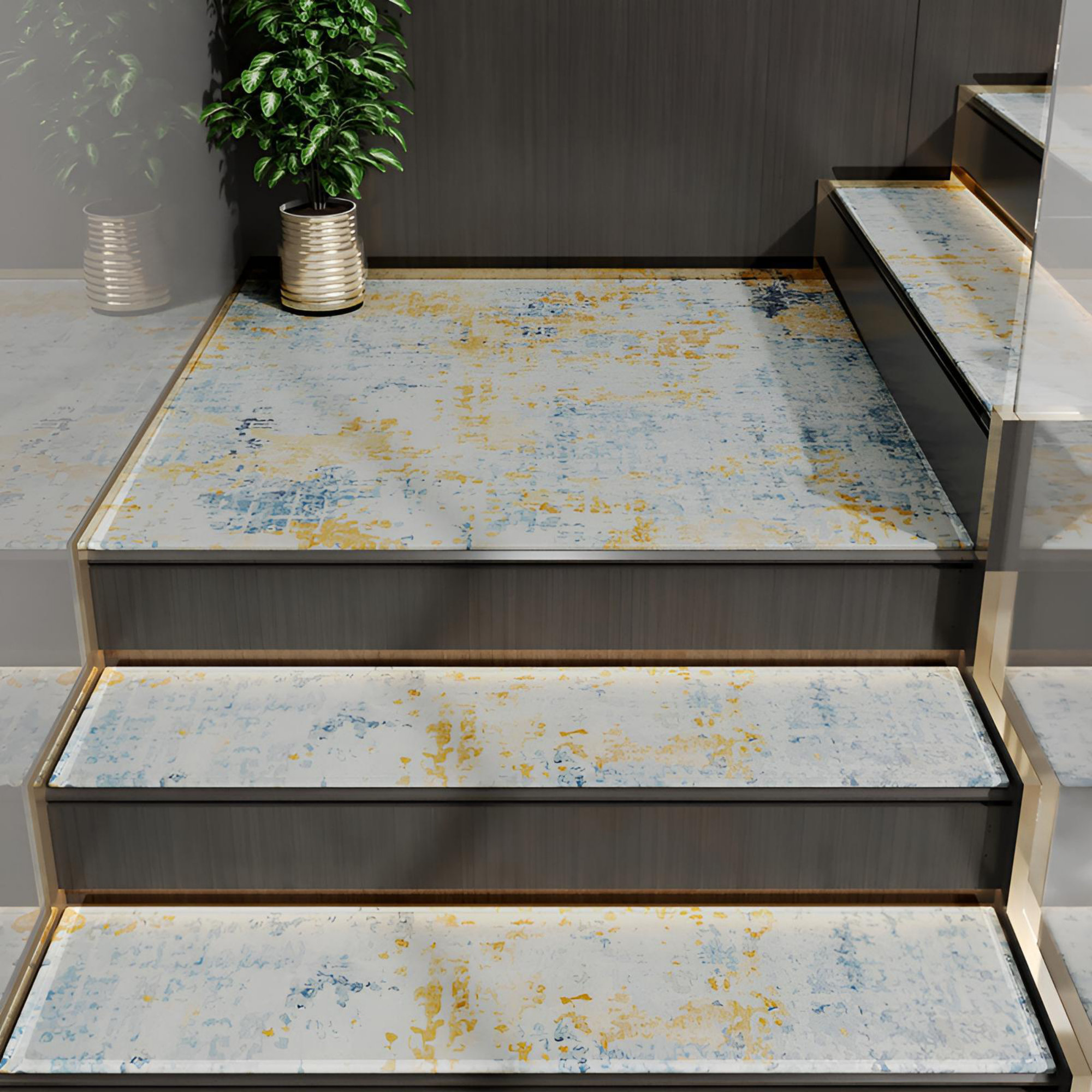 Infinity Non Slip Full Length Spiral Stair Tread Pads Wooden Villa ...