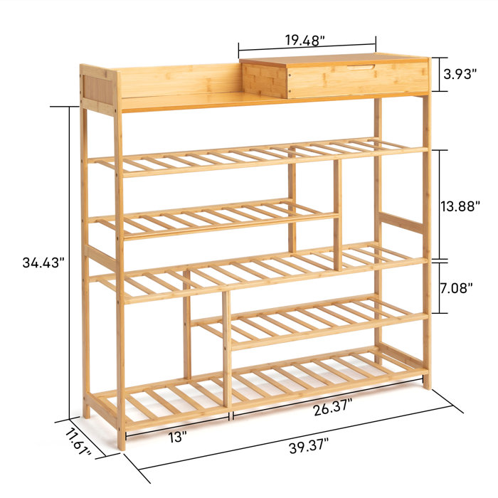 Millwood Pines Nanno 24 Pair Solid Wood Shoe Rack & Reviews | Wayfair