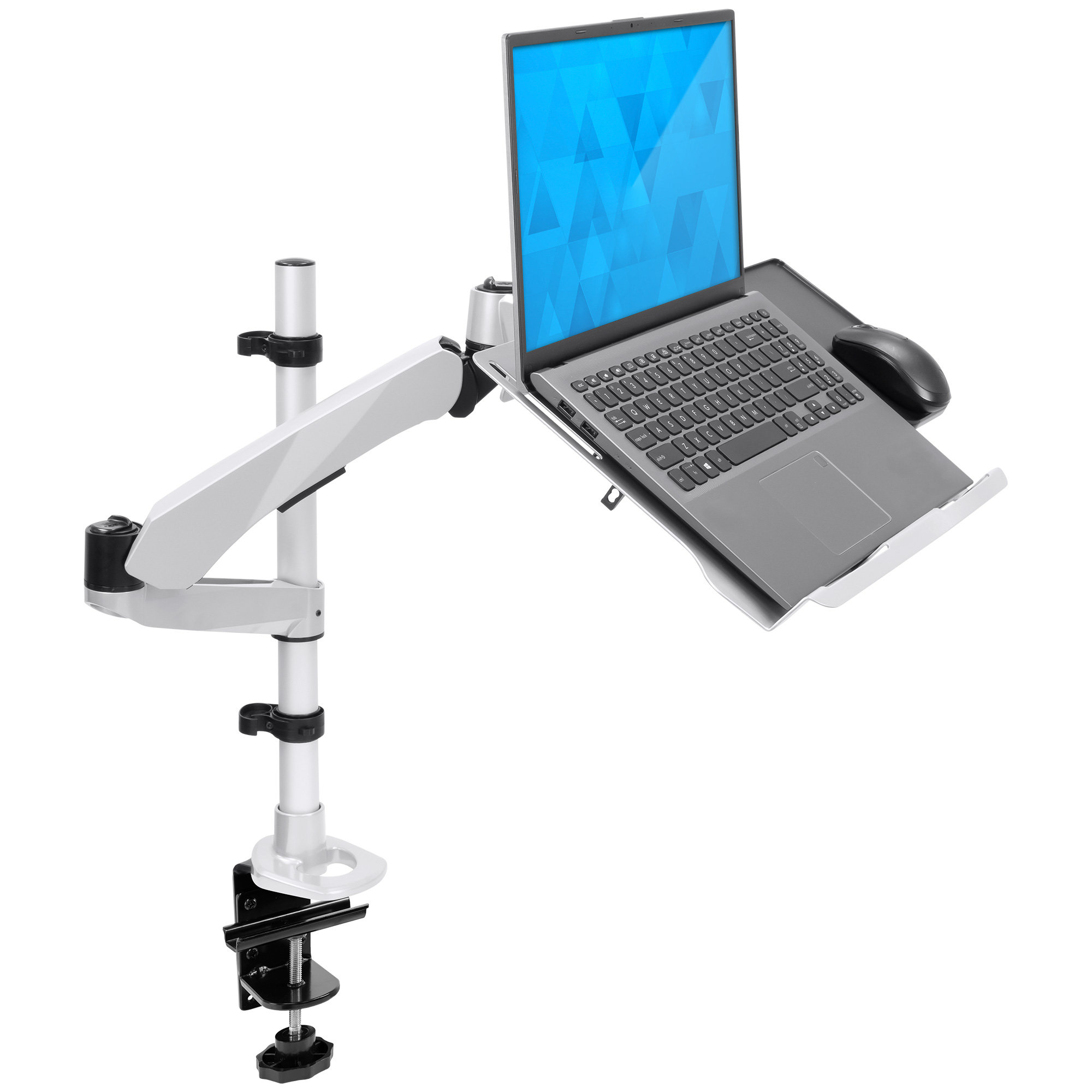 Mount-It Full Motion Height Adjustable Desk Table Mount Stand w/ Vented ...