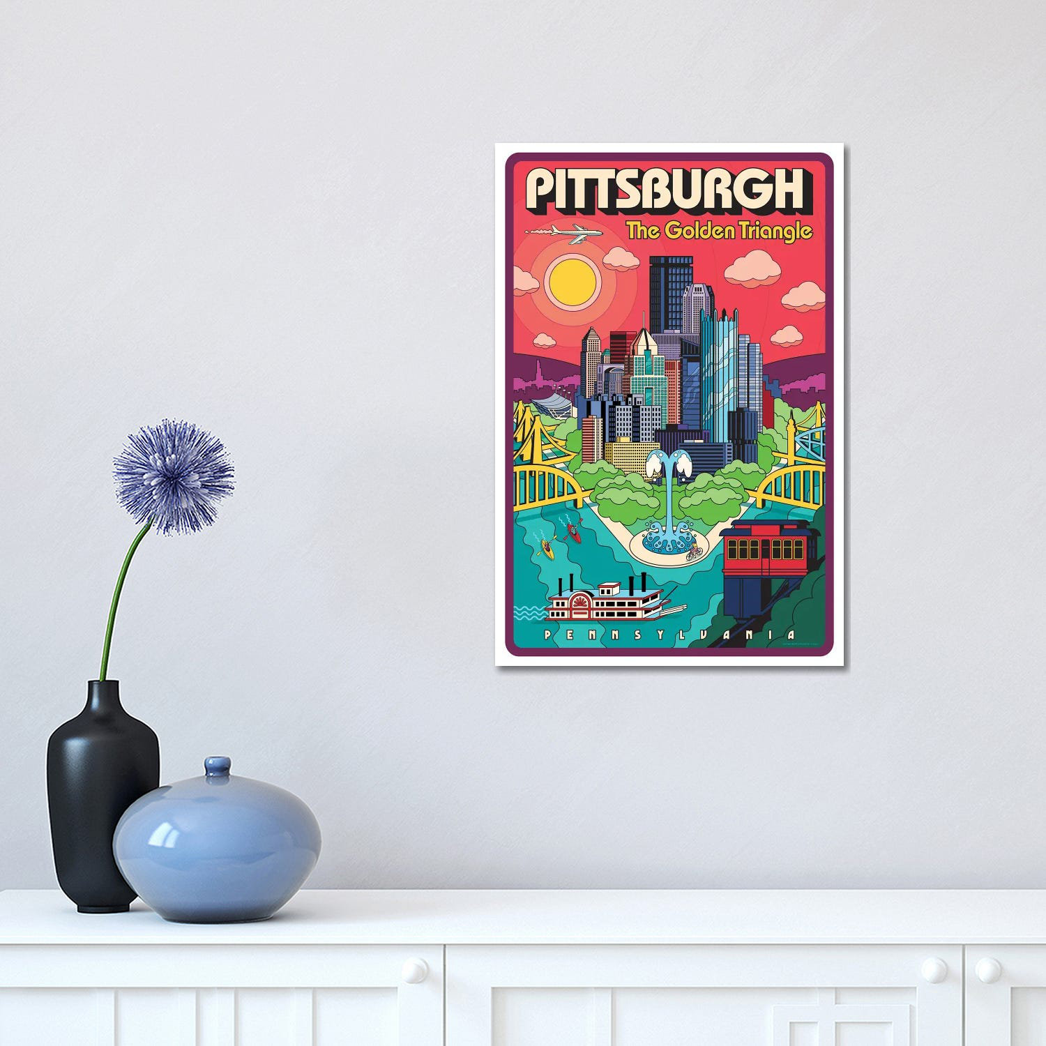 East Urban Home Pittsburgh Pop Art Travel by Jim Zahniser - Wrapped ...
