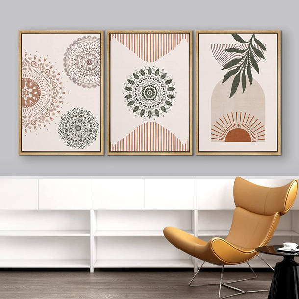 SIGNLEADER Framed Canvas Print Wall Art Set Geometric Indian Mandala ...