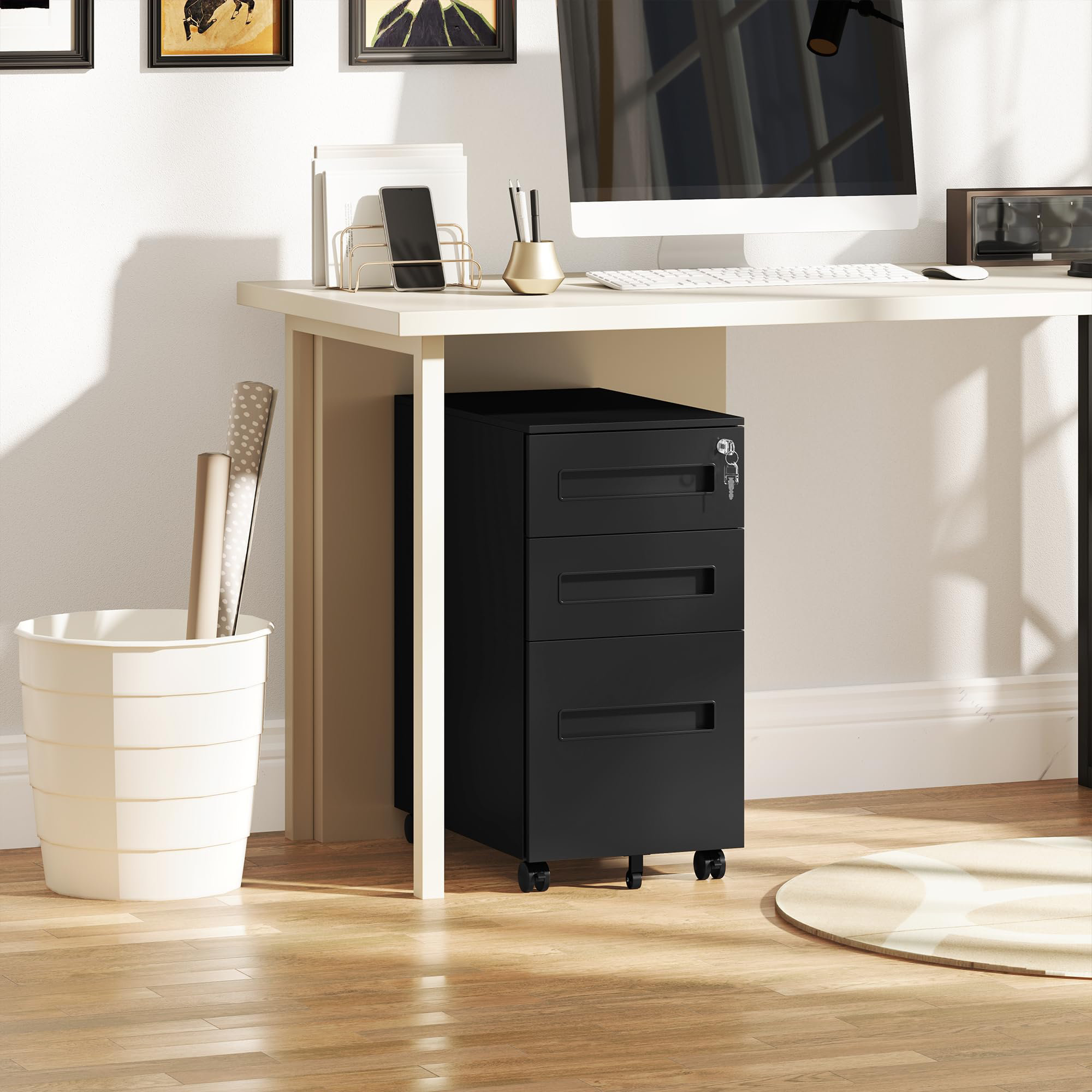 Metro Lane 30cm Wide 3 -Drawer Mobile Steel File Cabinet | Wayfair.co.uk