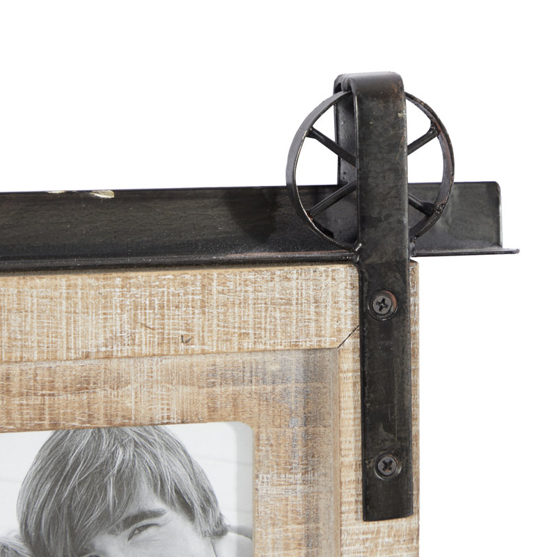 Williston Forge Wooden 4 Slot Brown Wall Photo Frame with Metal Accent ...