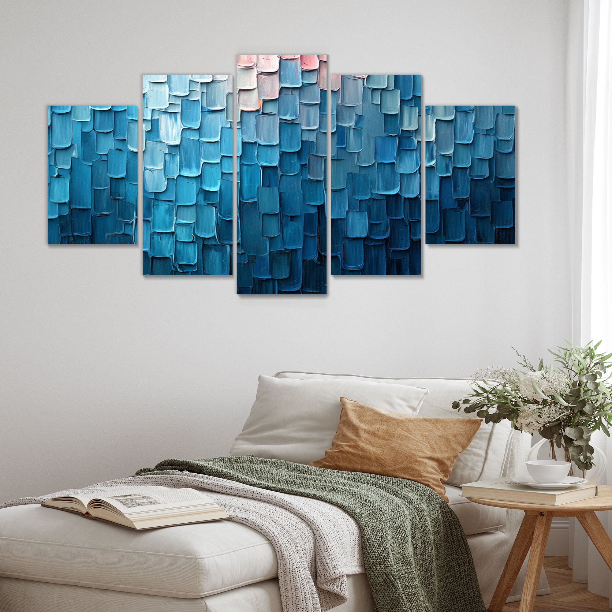 Brayden Studio® Drip Paint Of Blue Cubic Matrix IV - Drip Painting Wall ...