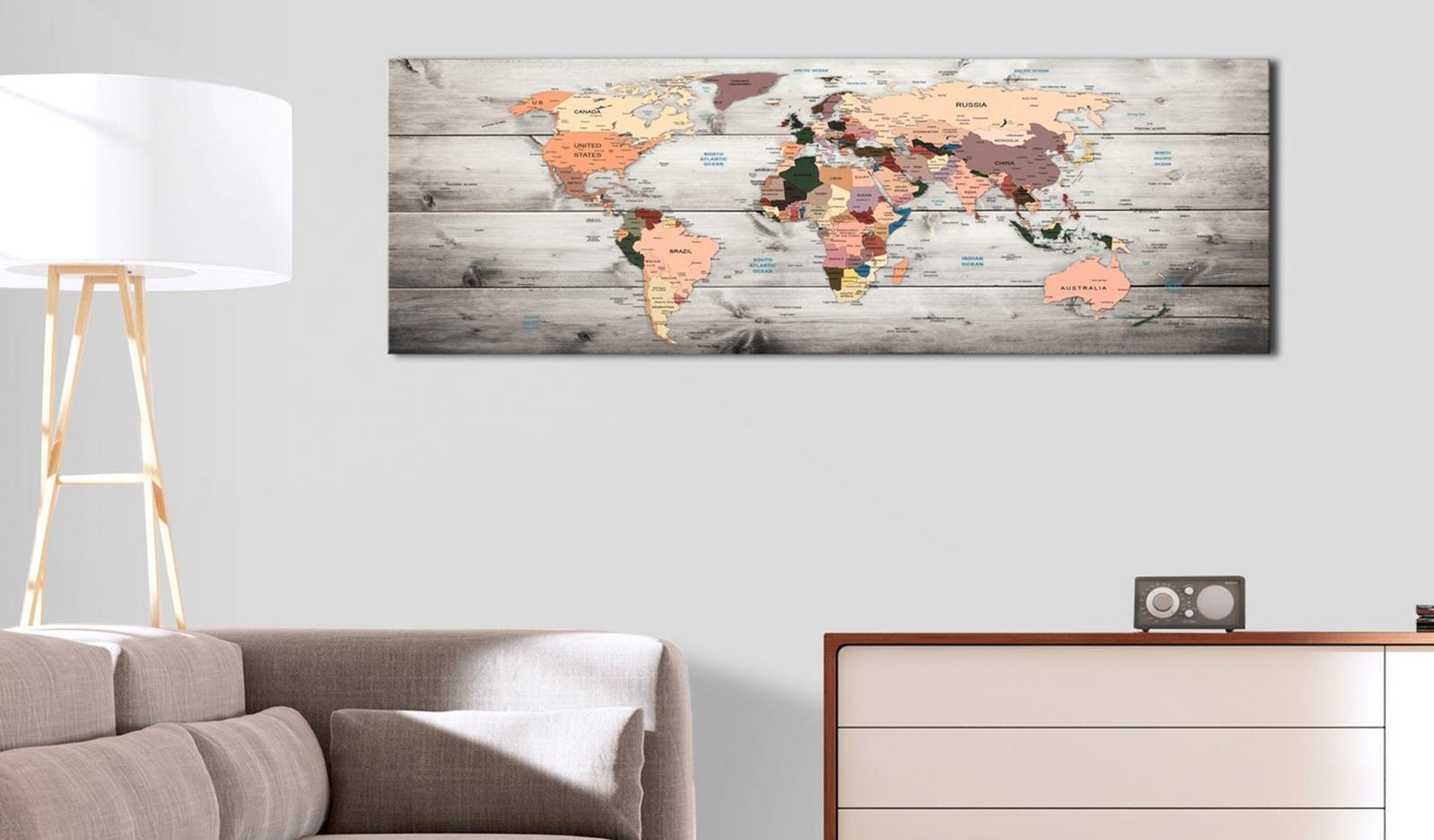 17 Stories Stretched Canvas World Map Art - World Maps: Wooden Travels ...