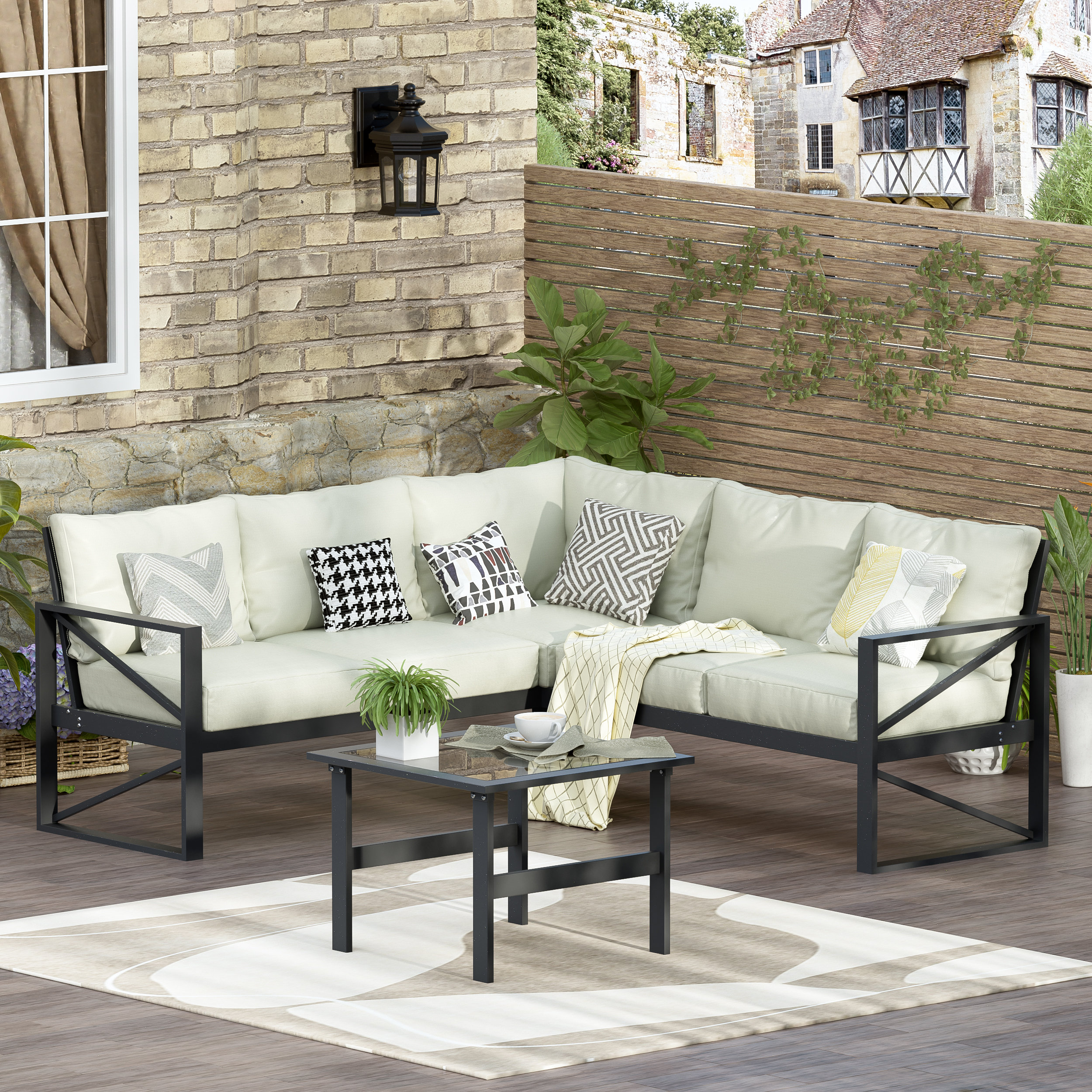 Ebern Designs Outdoor Patio Furniture Set, 6 Pieces Outdoor Couch ...