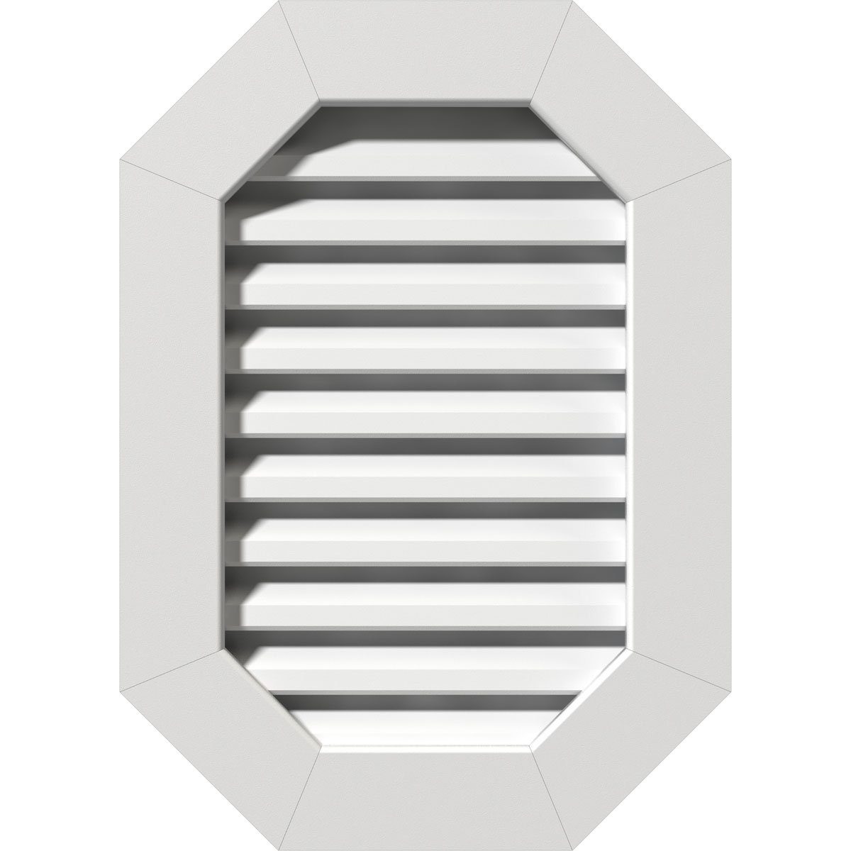 Ekena Millwork PVC Vertical Elongated Octagon Gable Vent with Flat Trim ...