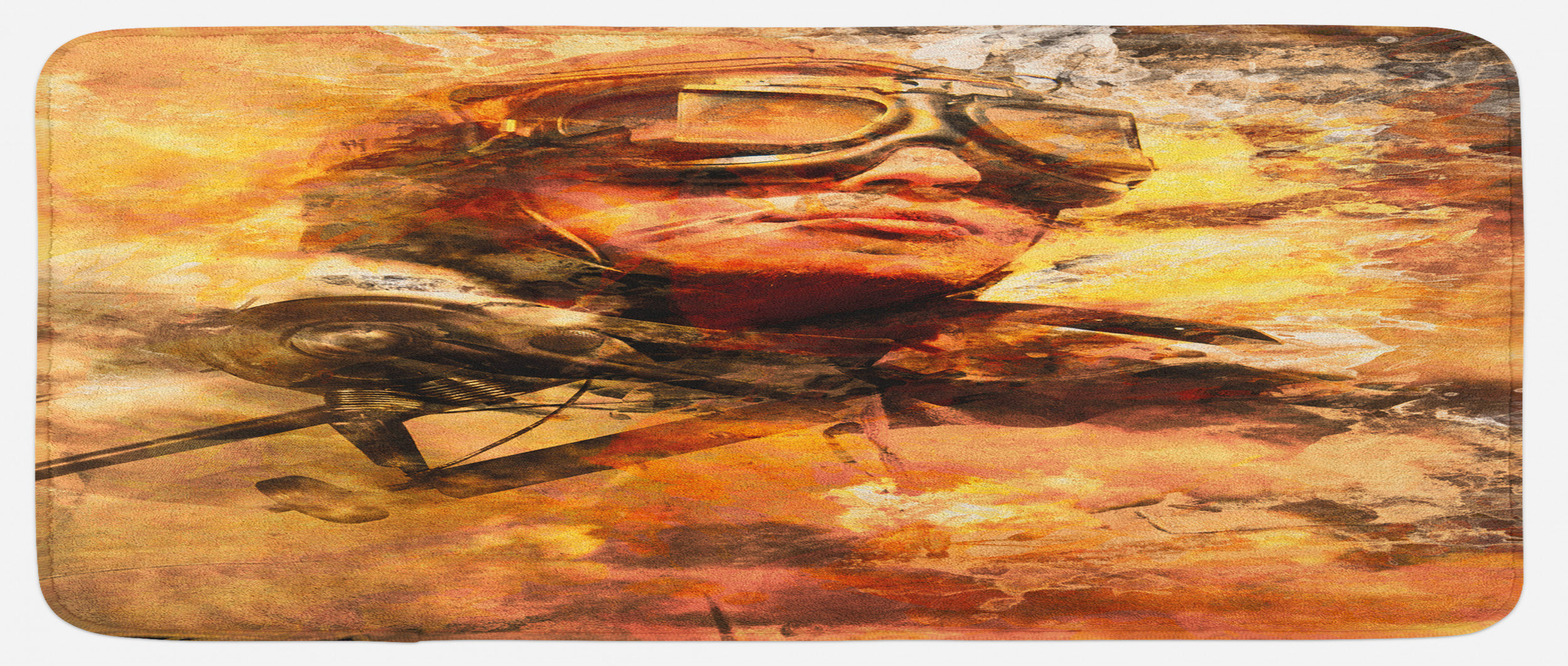 East Urban Home Abstract Portrait Male Pilot With Fighter Plane Pastel ...