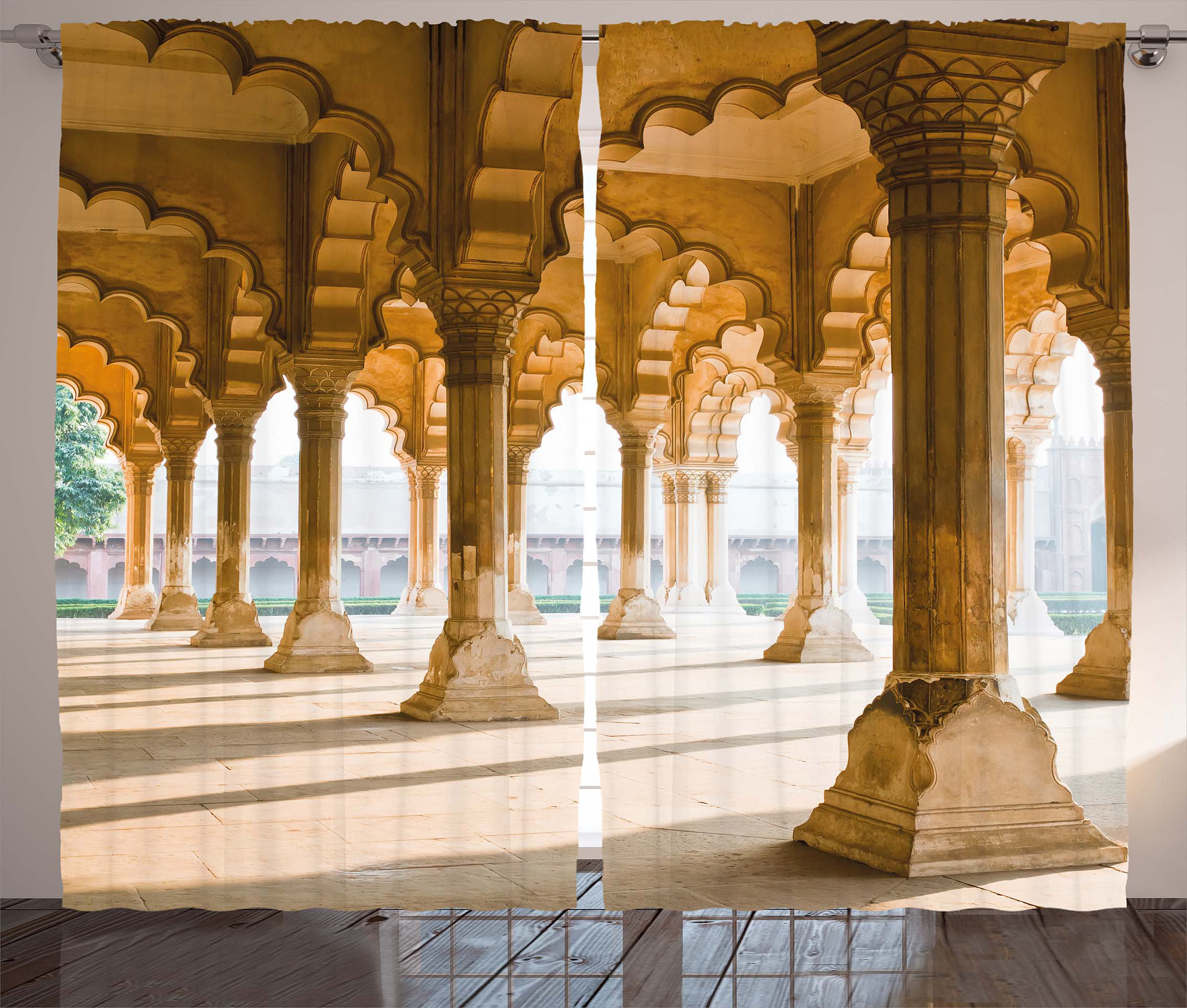 Ambesonne Pillar Graphic Print & Text Semi-Sheer Rod Pocket Curtain ...