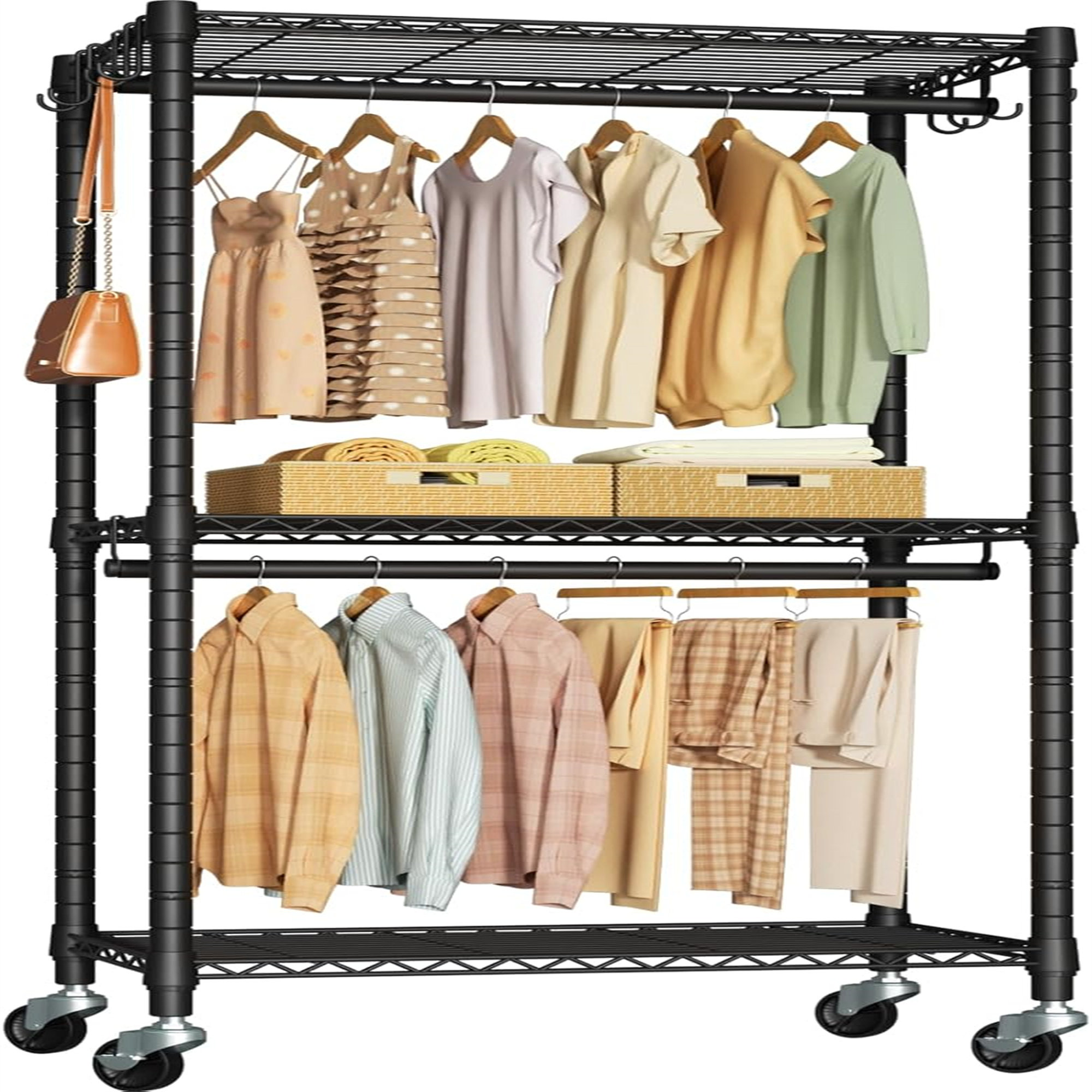 Rebrilliant P3 Mini Rolling Hanger, Heavy Duty Garment Rack ...