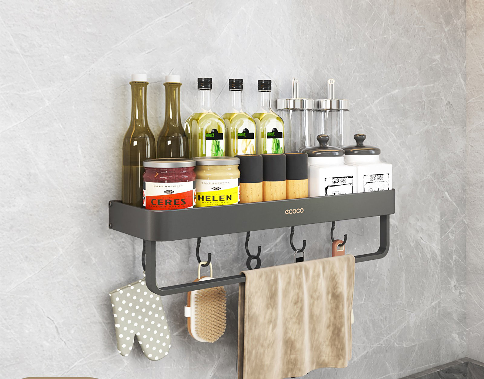 Mint Pantry® Wall Mounted Kitchen Storage Rack - No Drilling Spice Rack ...