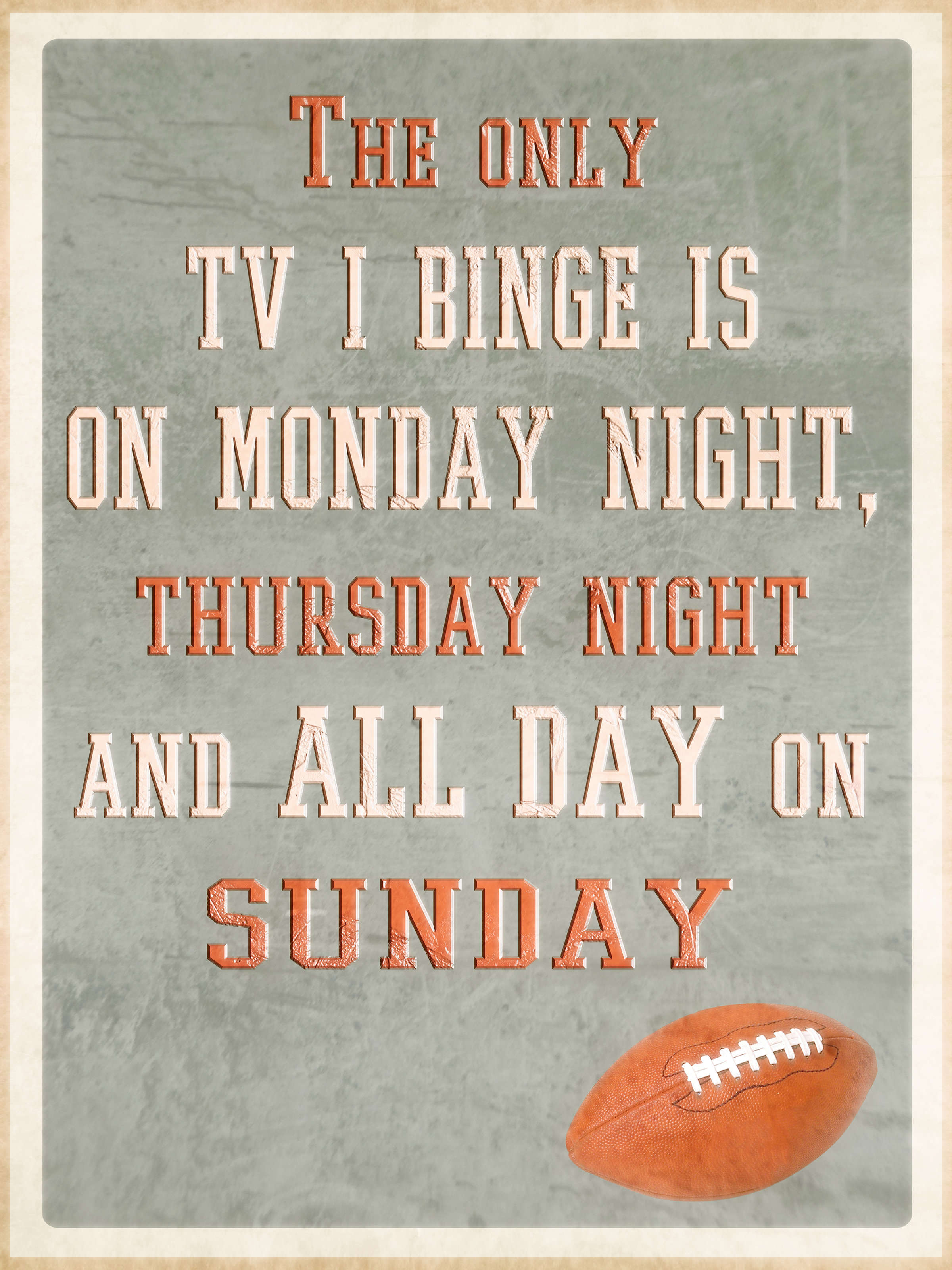 Trinx Football Fanantics The Only TV I Binge by Grotto Studios | Wayfair