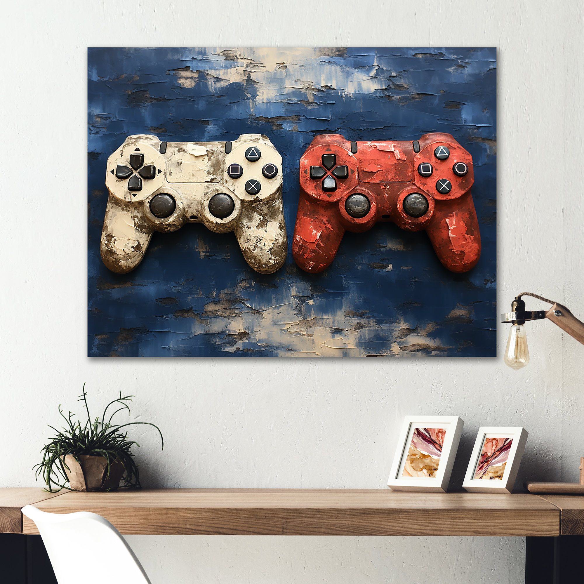 Lark Manor White And Red PS Video Game Controllers - Video Games Metal ...