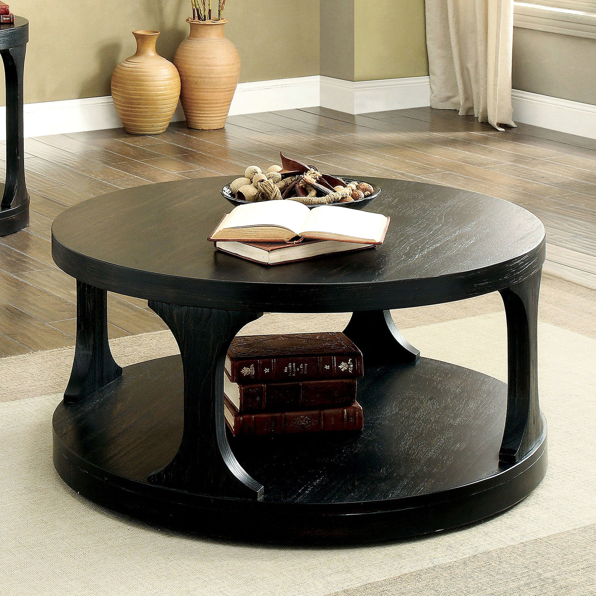 Latitude Run® 36-Inch Wide 18-Inch High Round Solid Wood Coffee Table ...