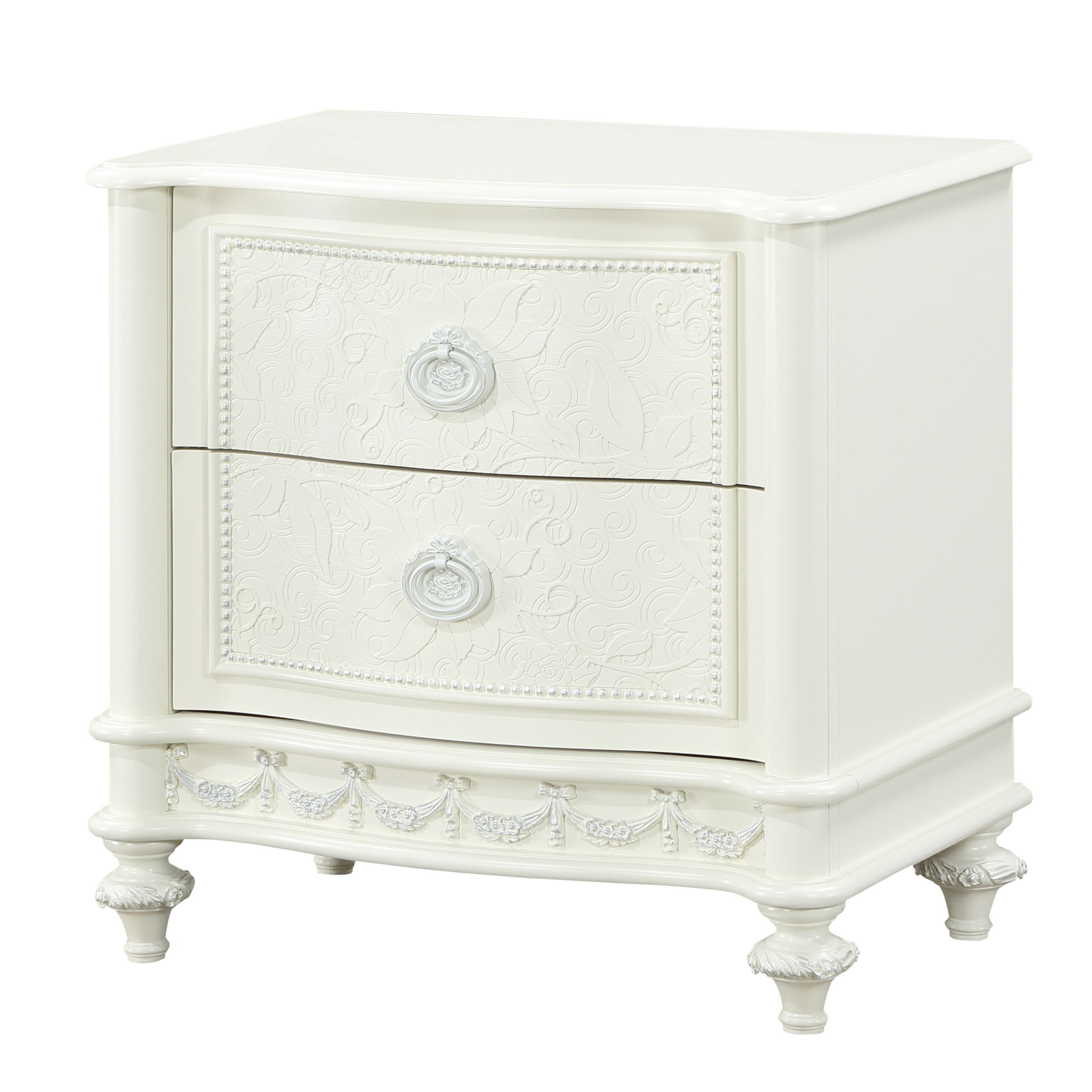 One Allium Way® Ivory 2-Drawer Nightstand | Wayfair
