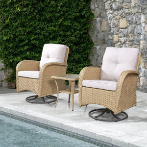 Red Barrel Studio® Gaetanino Swivel PE Wicker Rattan Outdoor Rocking ...