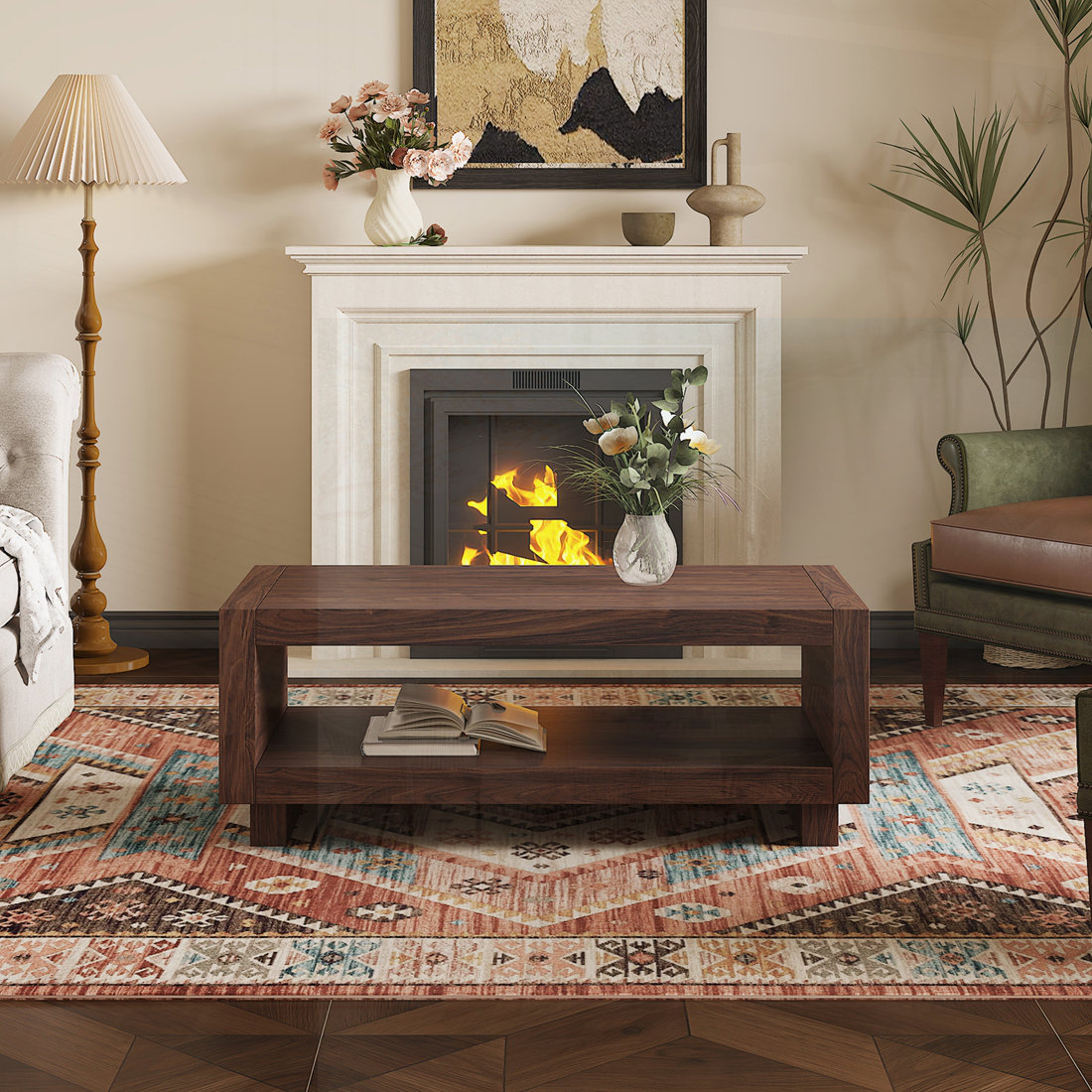 Millwood Pines Modern MDF Coffee Table with Storage, Non-Toxic Finish ...