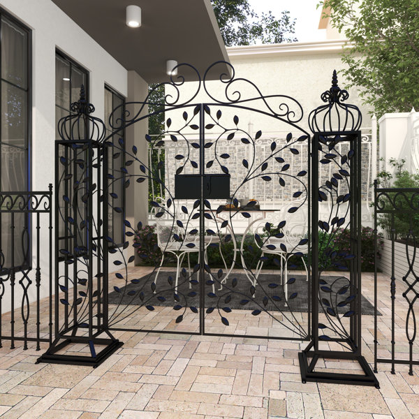 Astoria Grand Verduzco Metal Indoor Outdoor Scrollwork Arched Gate ...