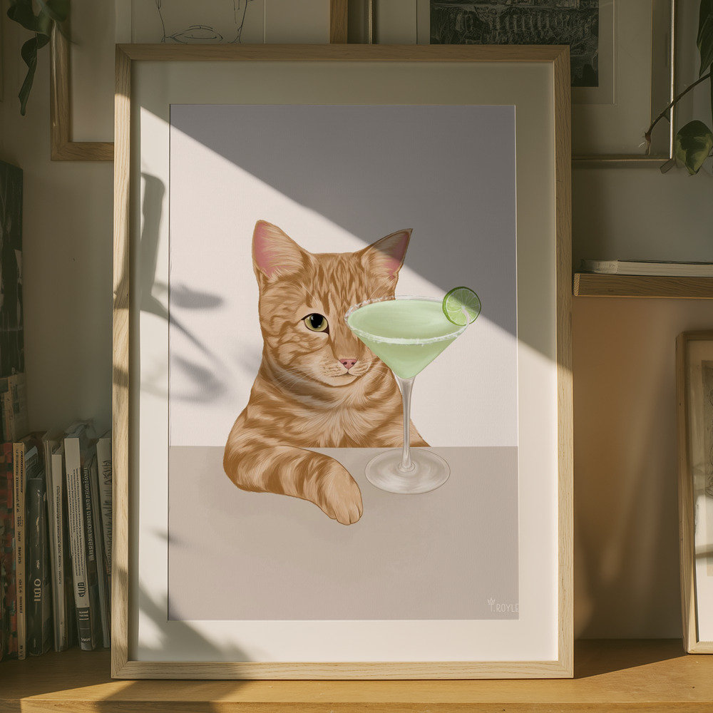 Happy Larry Ginger Cat with Margarita Cocktail | Wayfair.co.uk