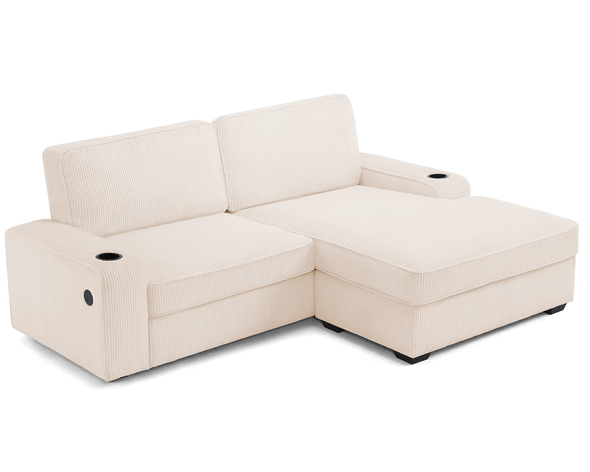 Ebern Designs 89 Inch L Shape Couch, Convertible Couch With USB ...