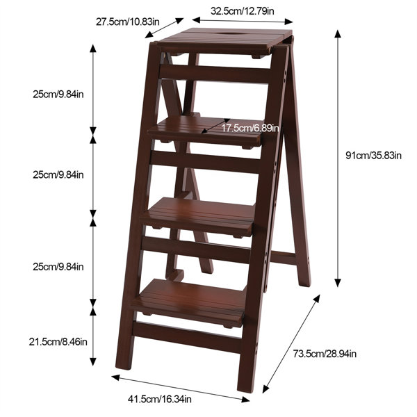 WFX Utility™ Sharatan 4 - Step Wood Folding Ladder & Reviews | Wayfair